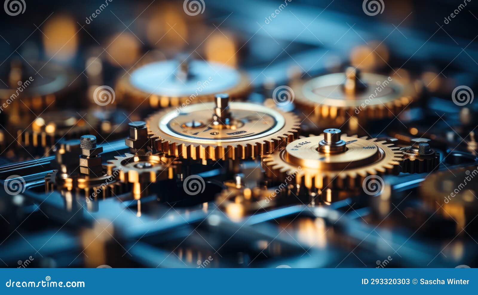 Mechanical Precision: Interconnected Gears in Close-up Stock Image ...