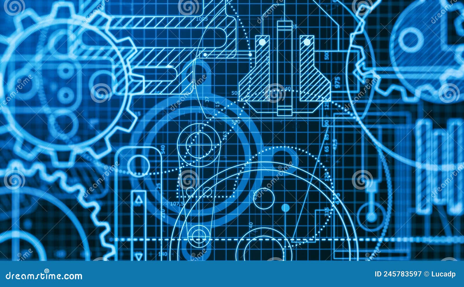 Mechanical Project Blueprint Stock Illustration - Illustration of ...