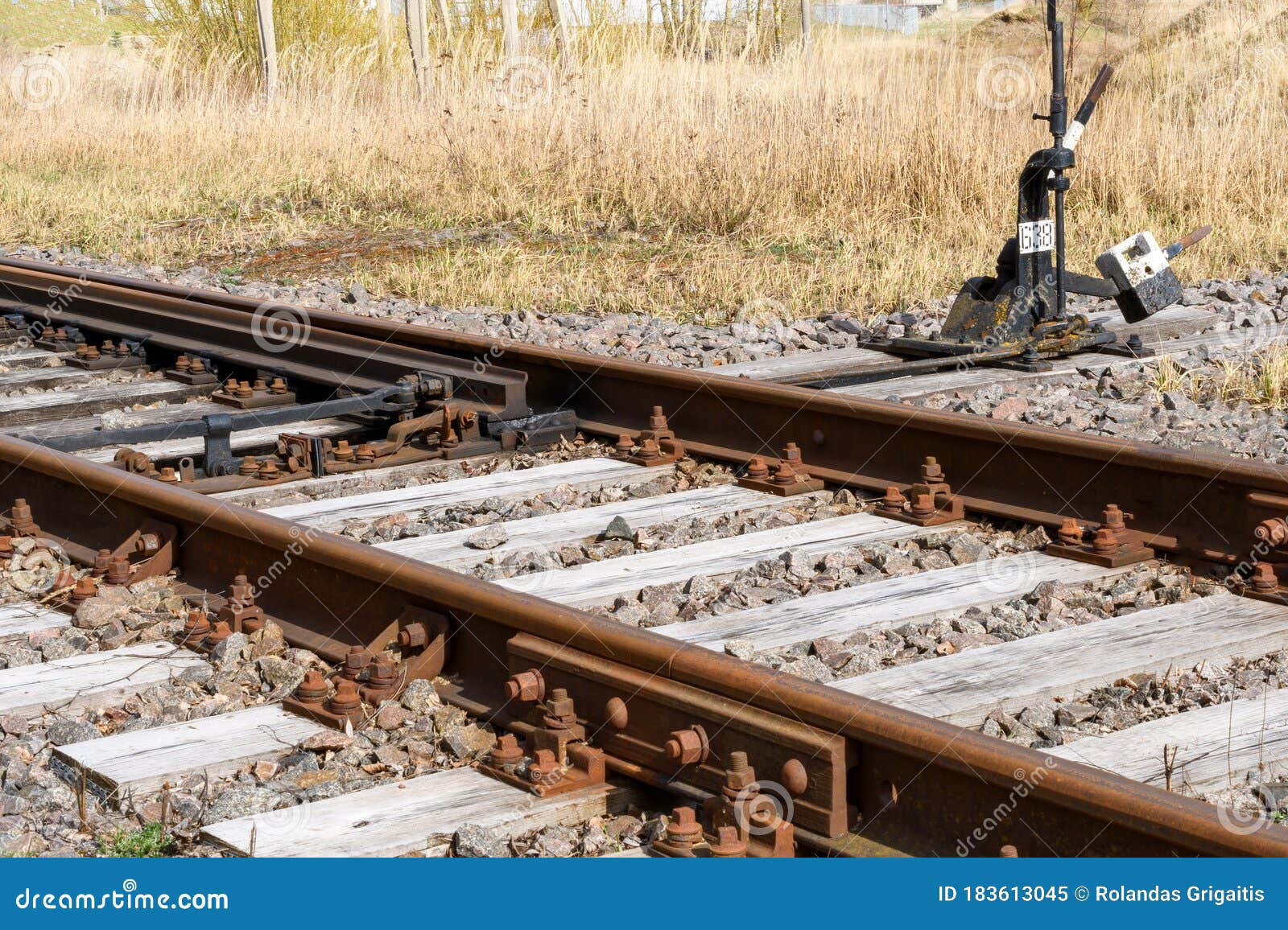 Mechanical Turnout Switch Of Railway Tracks Stock Photography ...