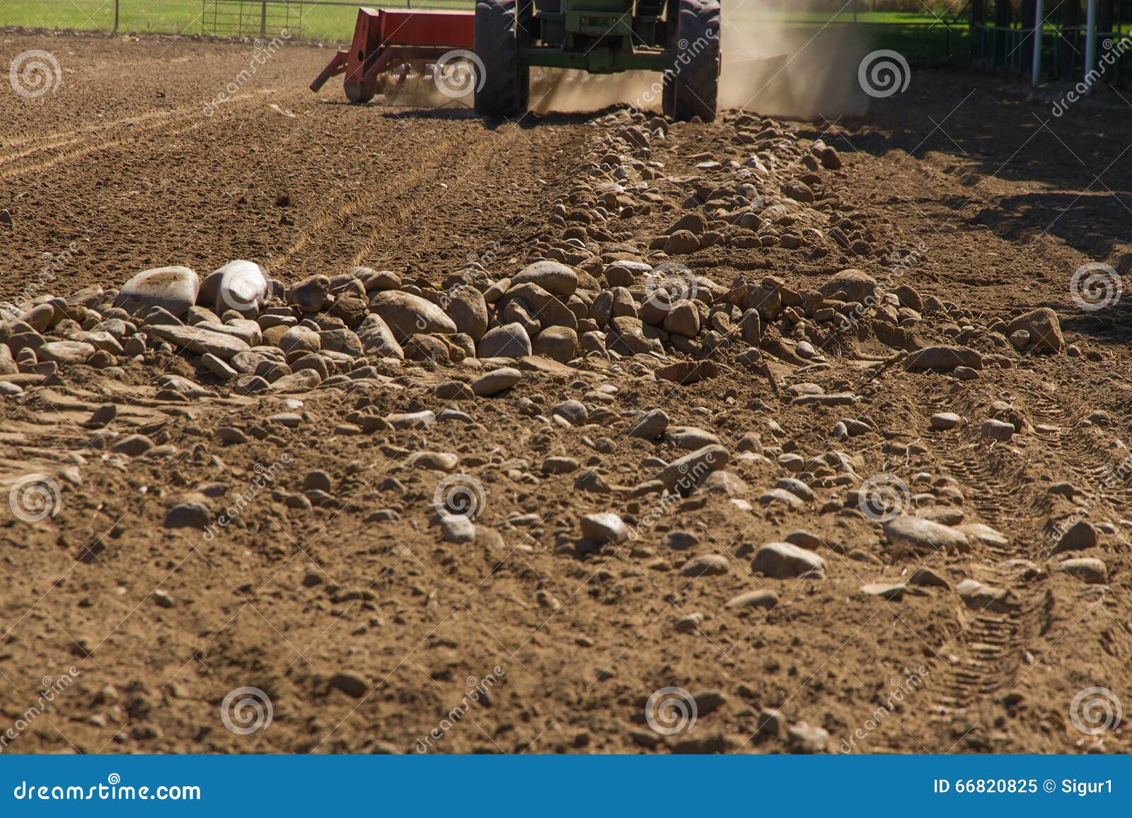 Mechanical Rake To Gather Stones of the the Land Stock Image - Image of ...