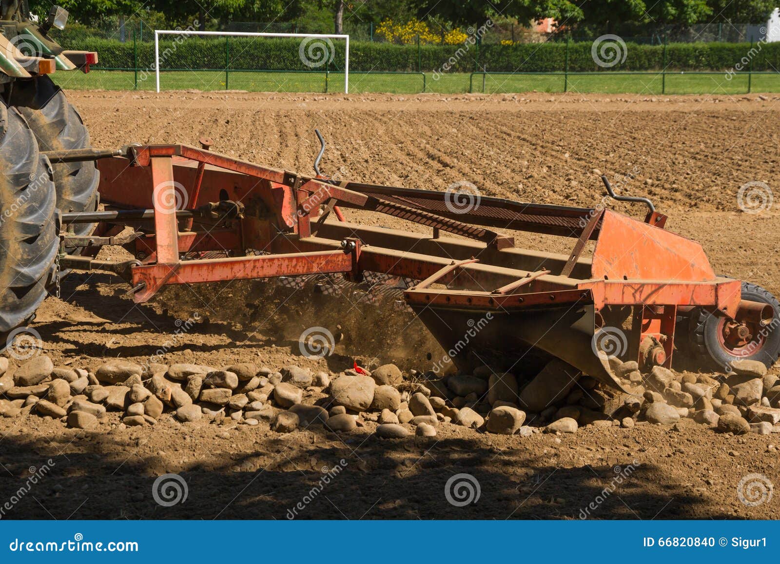 Mechanical Rake To Gather Stones of the the Land Stock Photo - Image of ...