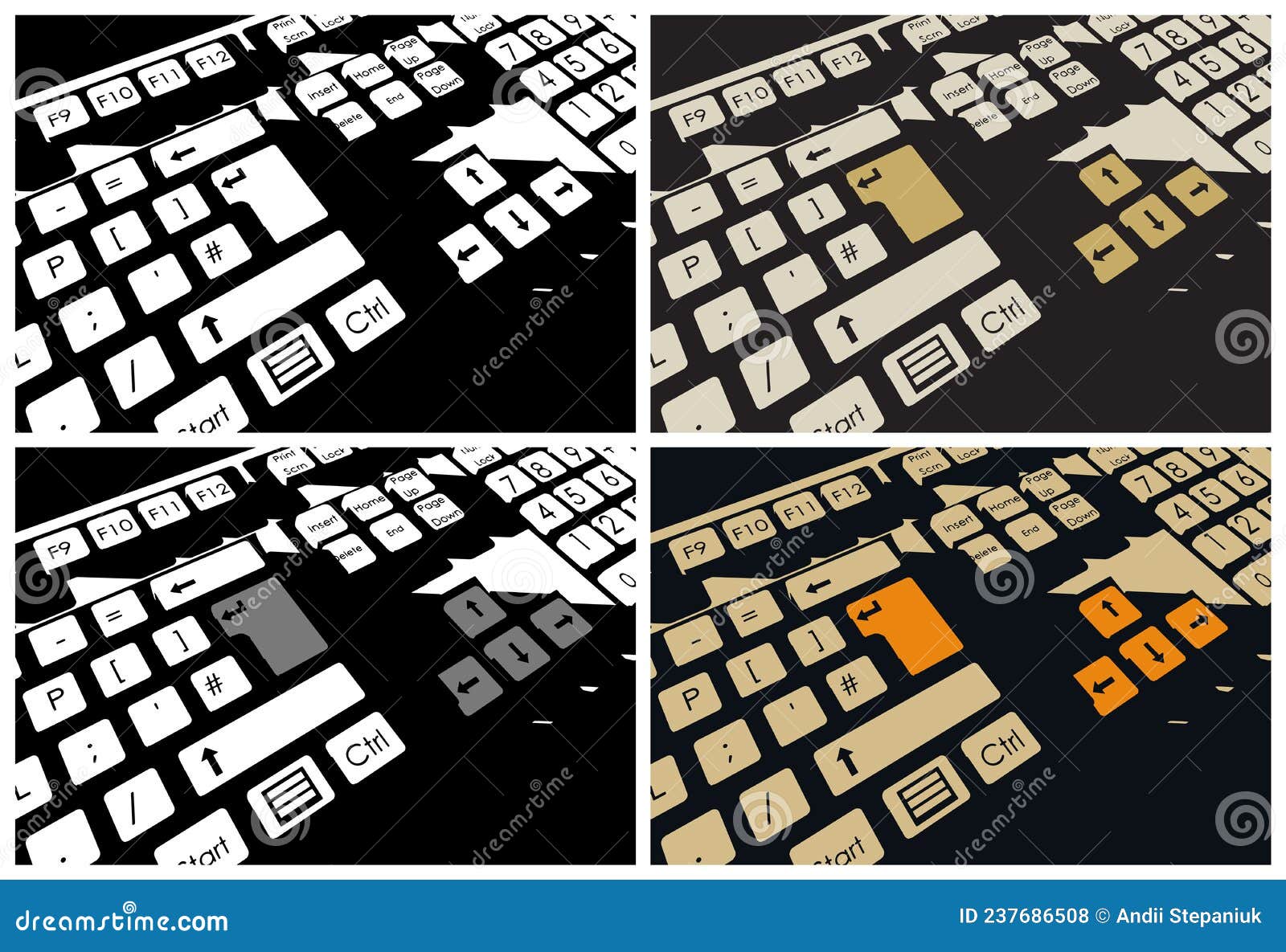 Mechanical Retro Keyboard Close Up Mini Set Stock Photo - Image of ...