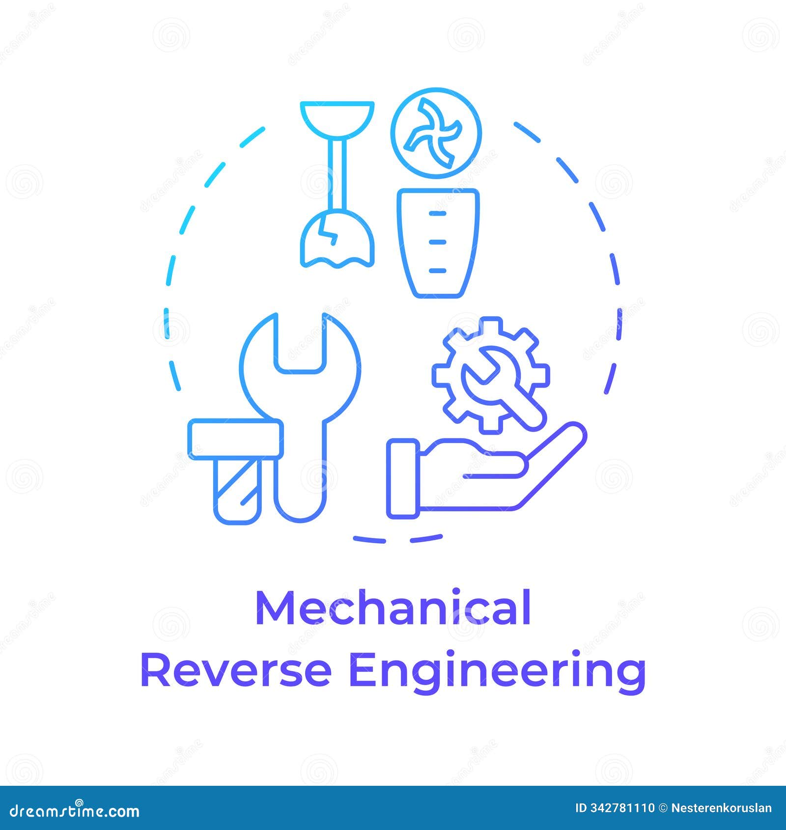 Mechanical Reverse Engineering Blue Gradient Concept Icon Stock ...