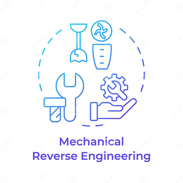 Mechanical Reverse Engineering Blue Gradient Concept Icon Stock ...