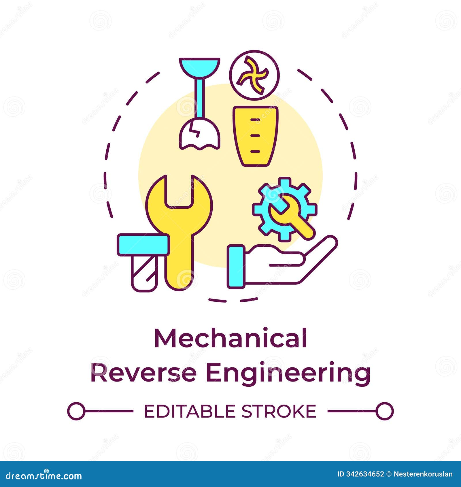 Mechanical Reverse Engineering Multi Color Concept Icon Stock ...