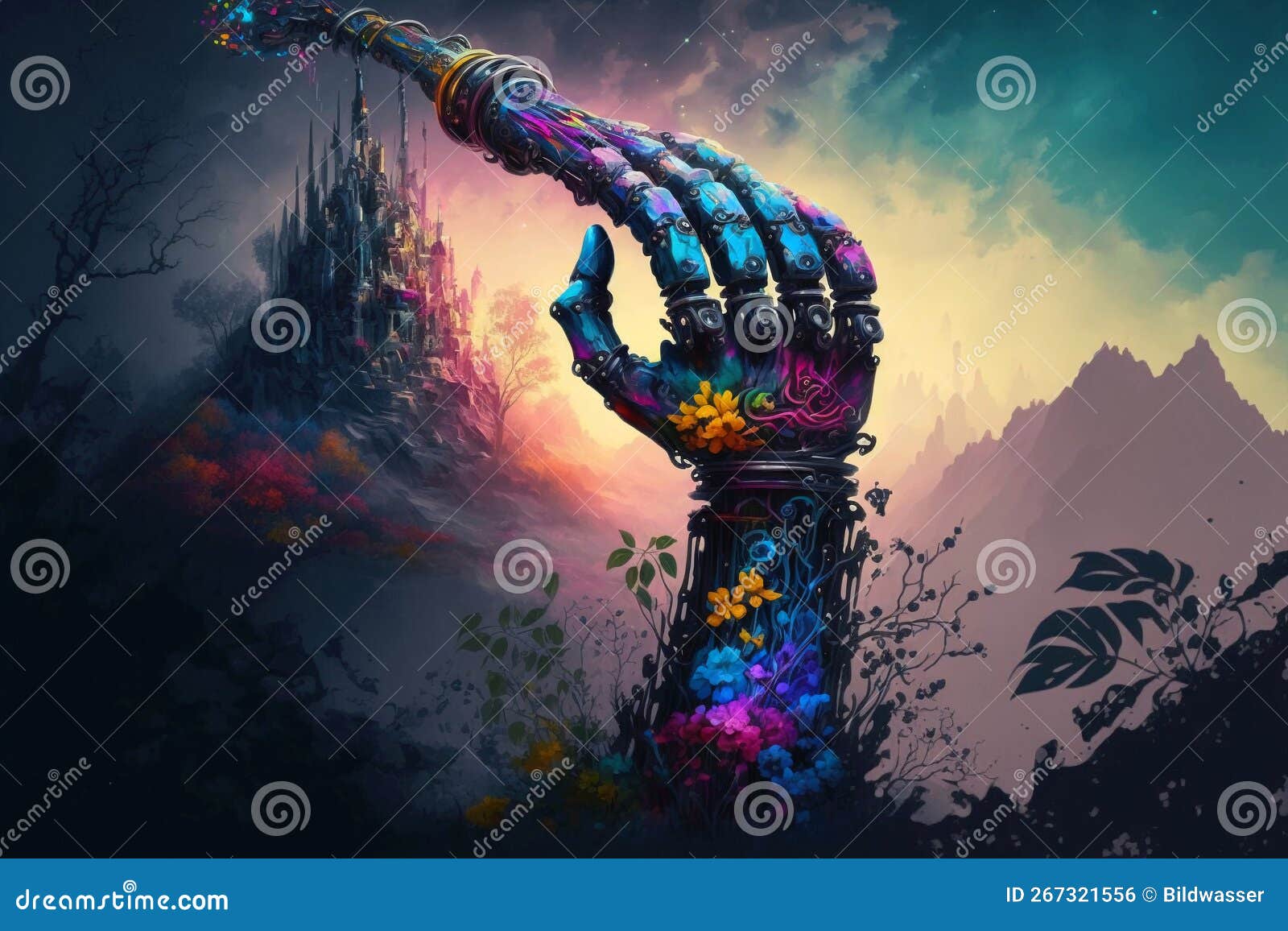 Mechanical Robot Arm is Painting Art. Generative Ai Stock Photo - Image ...