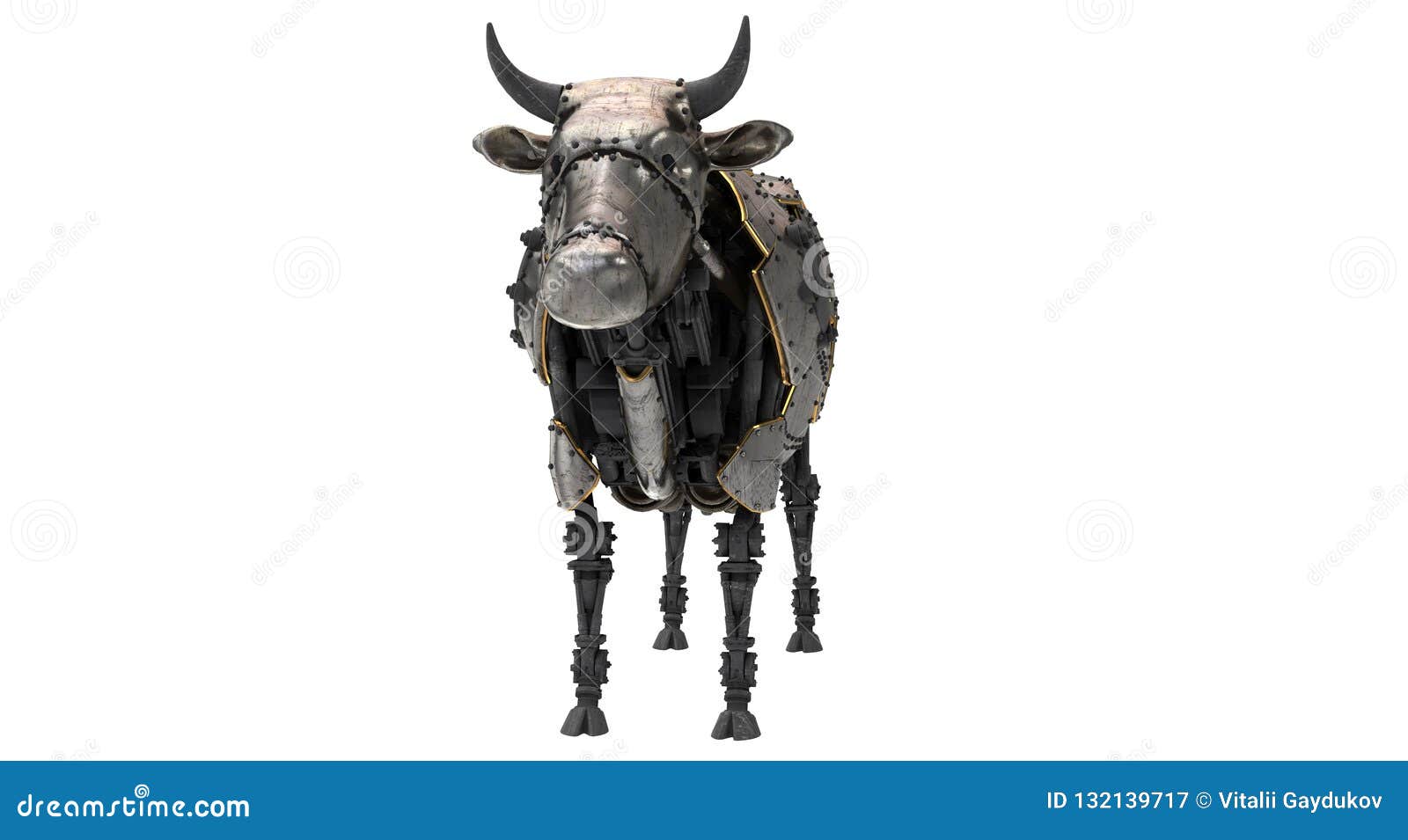 Mechanical Robot Cow In Stiunk Style On An Isolated White Background ...