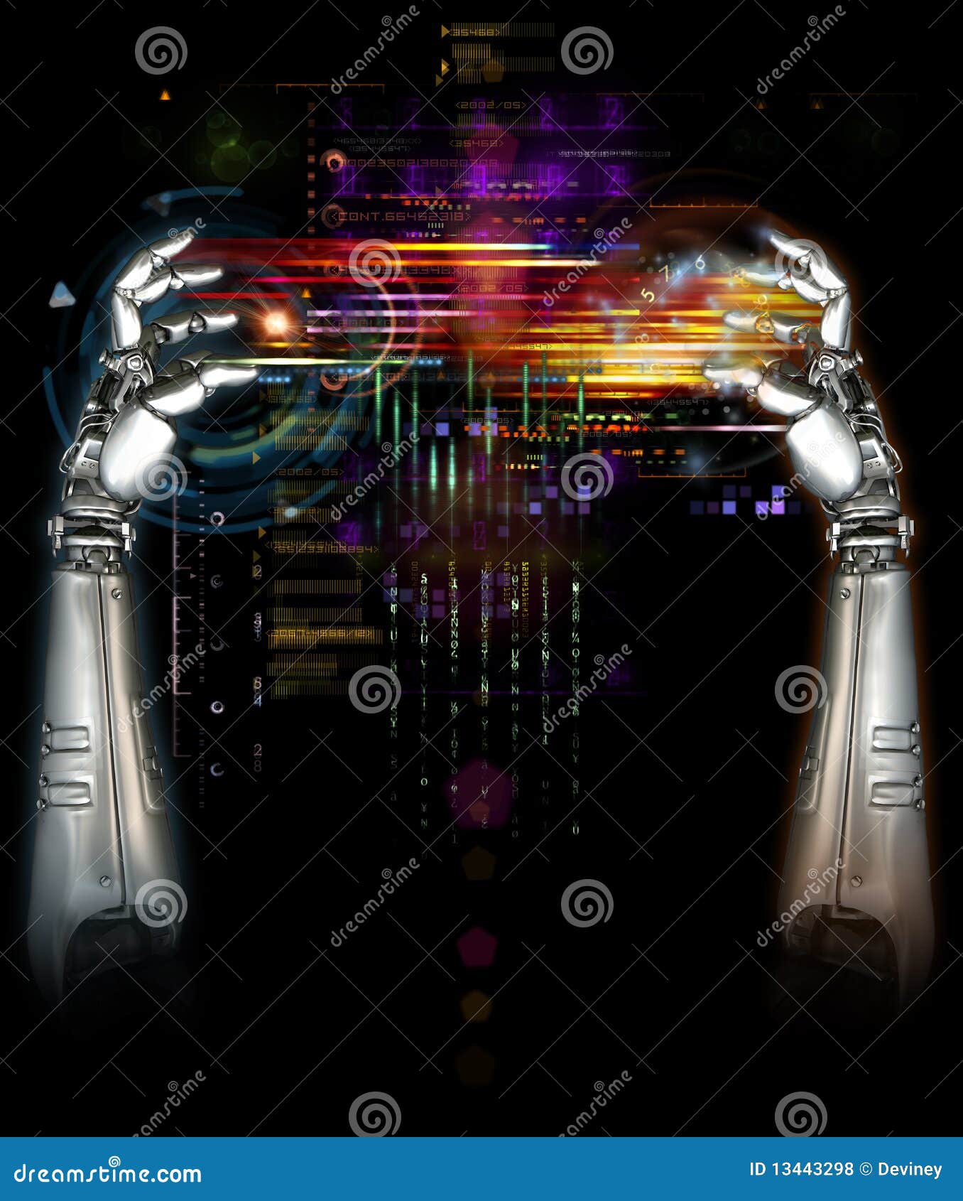 Robot Hands With Diagram Charts Projection Stock Photography ...
