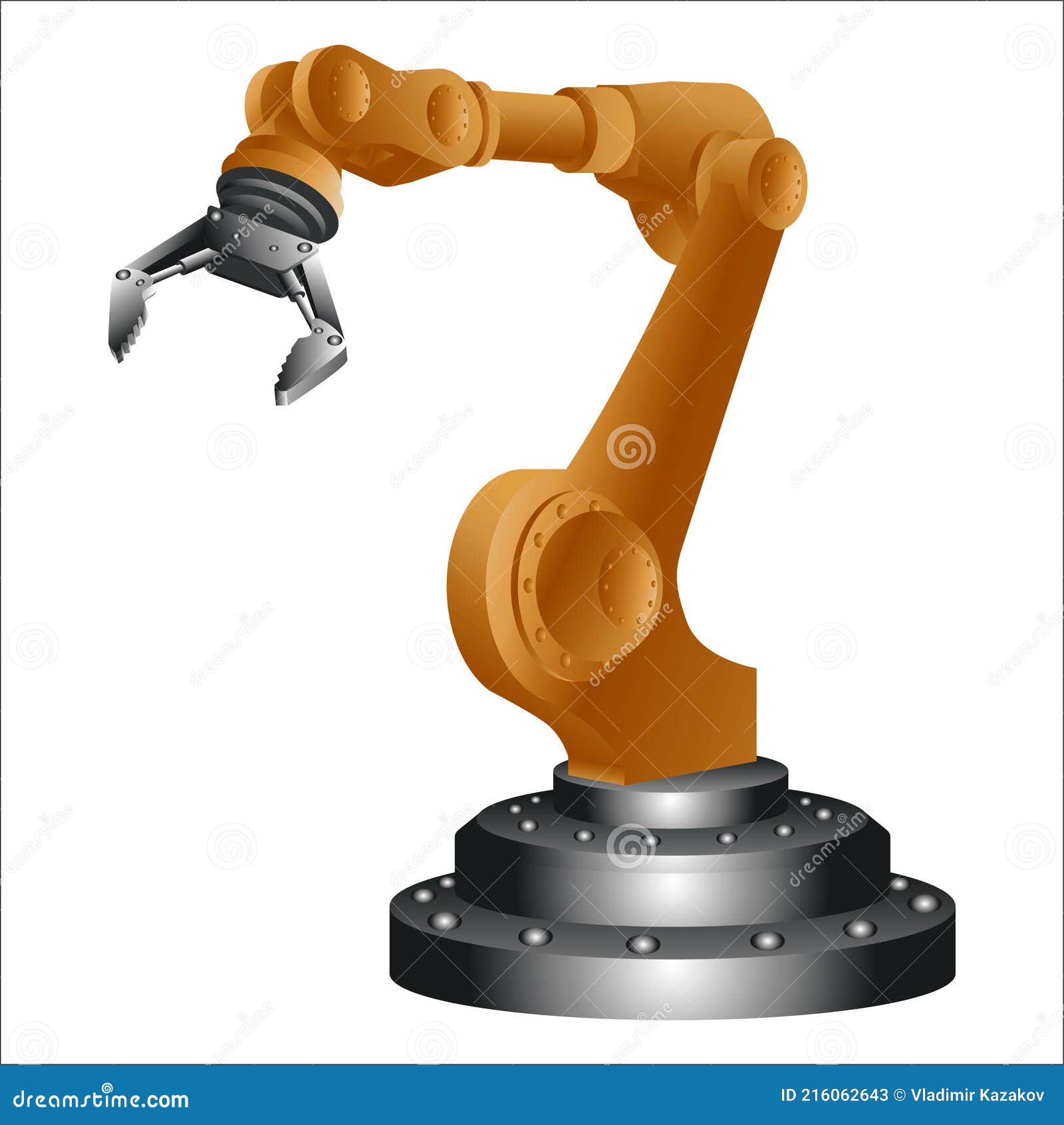 Mechanical Robotic Arm with Gripper Isolated on White. Stock Vector ...