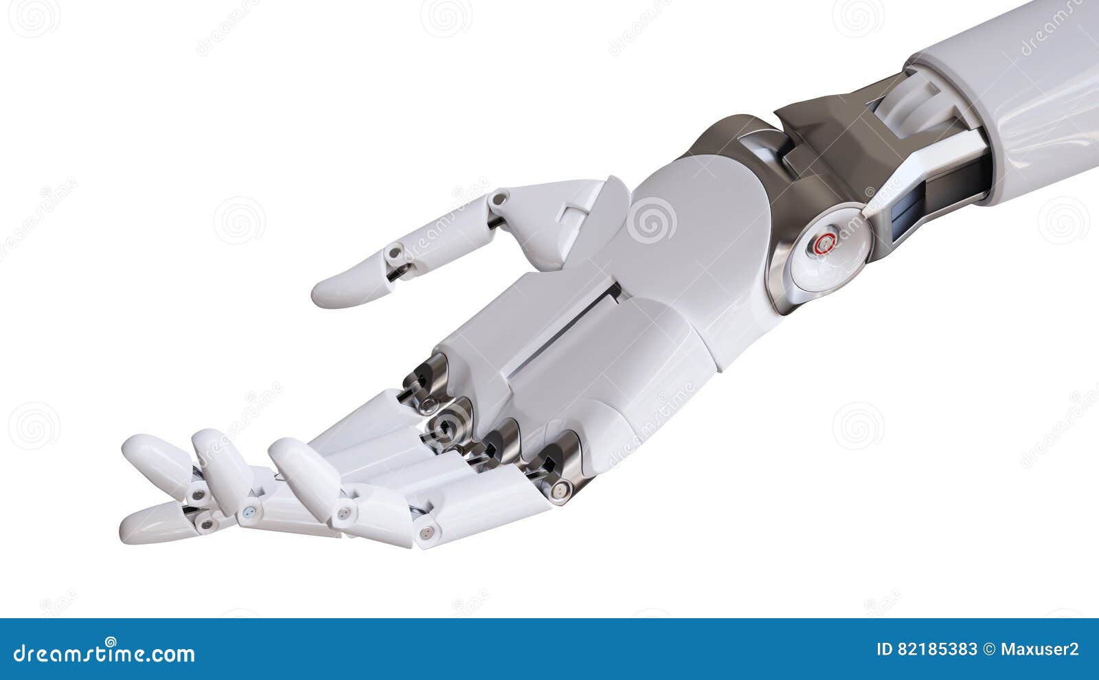 Mechanical Robotic Hand on White Background 3d Illustration Stock ...