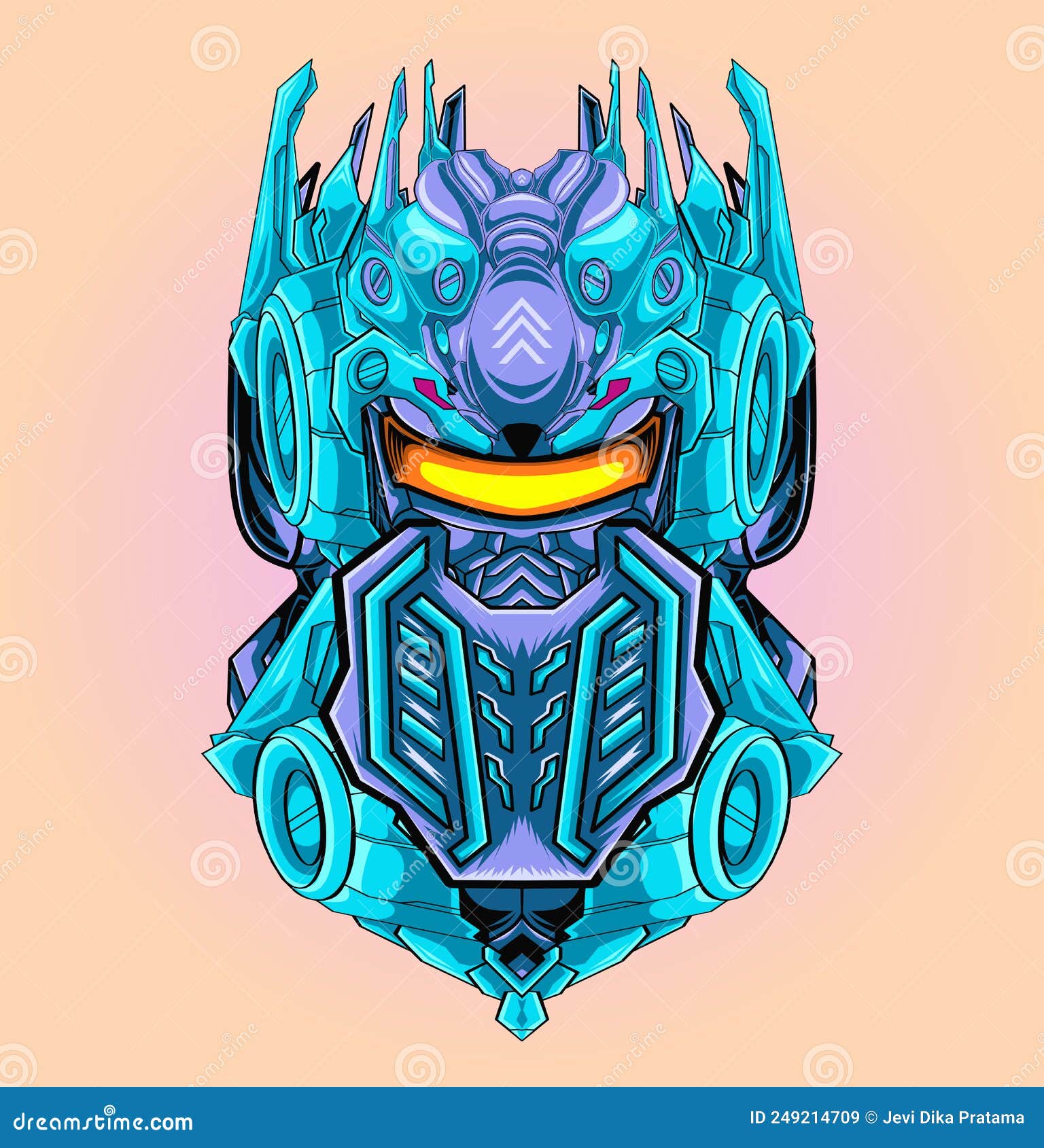 Mechanical Robotic Head Illustration Design Stock Illustration ...