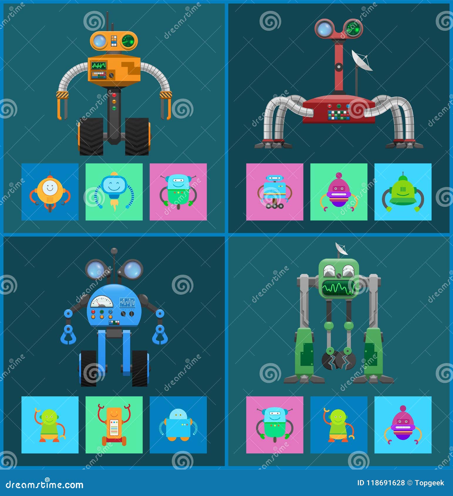 Mechanical Robots Train. Cartoon Vector | CartoonDealer.com #70387933