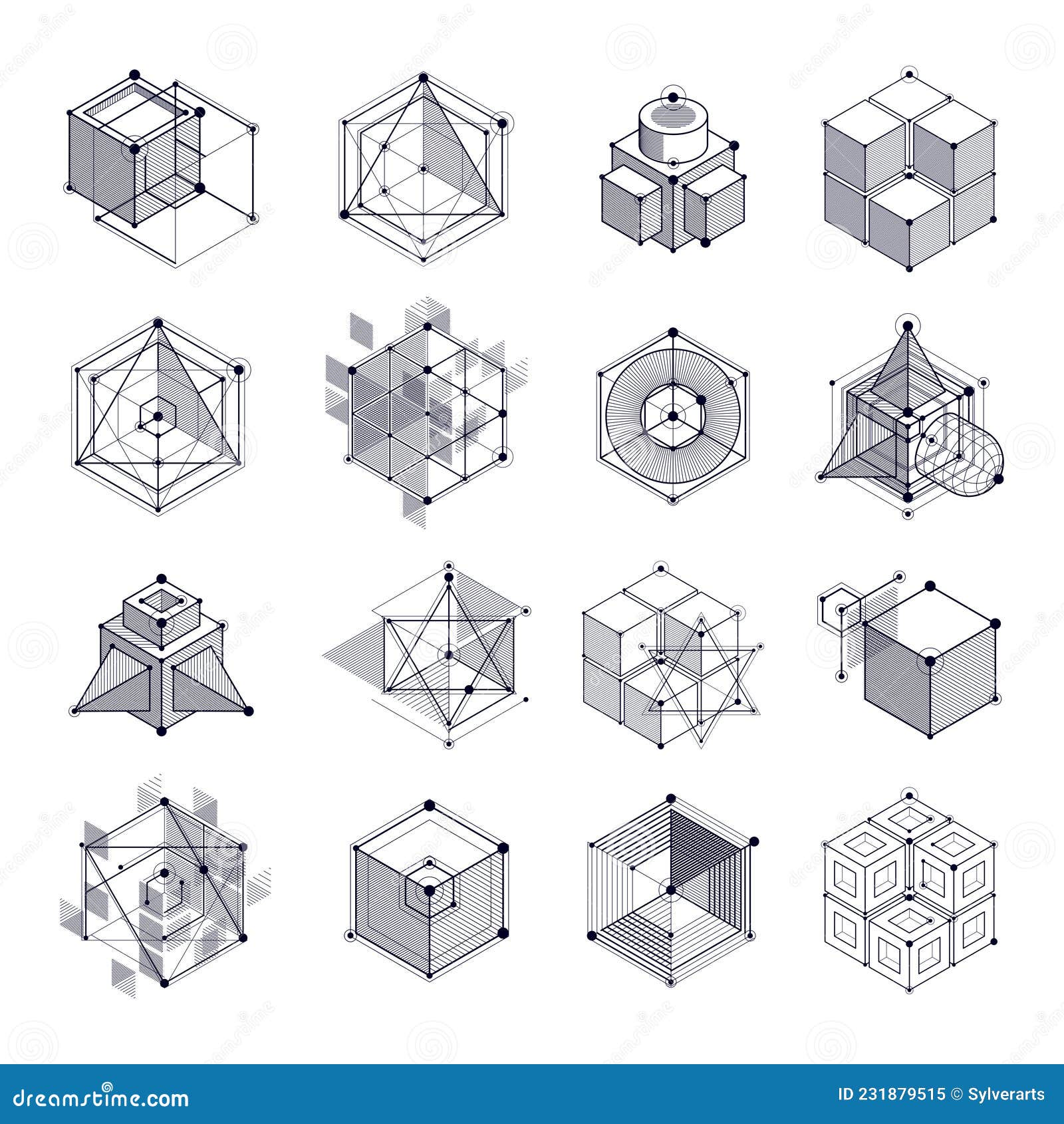 Mechanical Scheme, Black and White Vector Engineering Drawings Set with ...