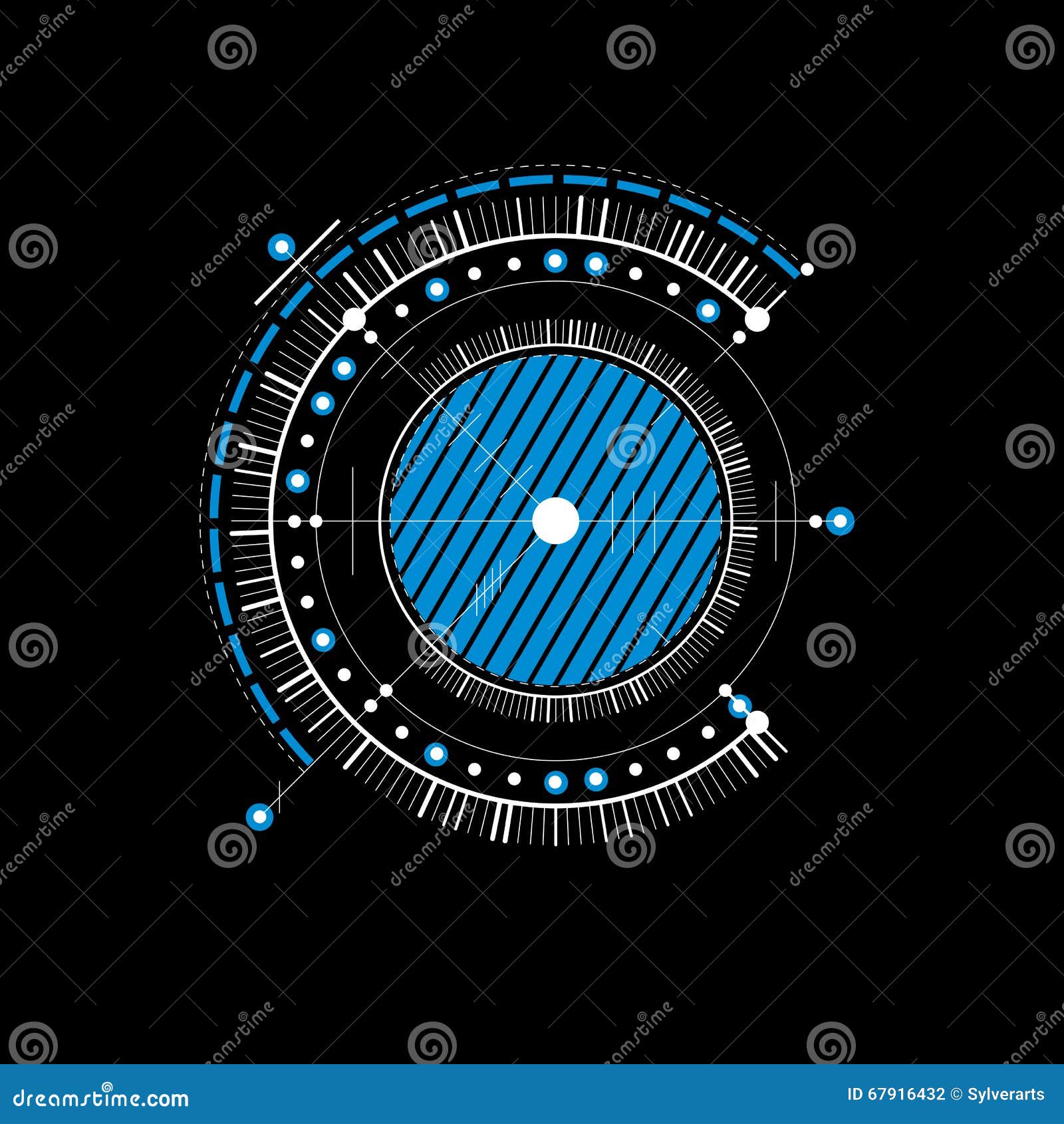 Mechanical Scheme, Blue Vector Engineering Drawing with Circles Stock ...