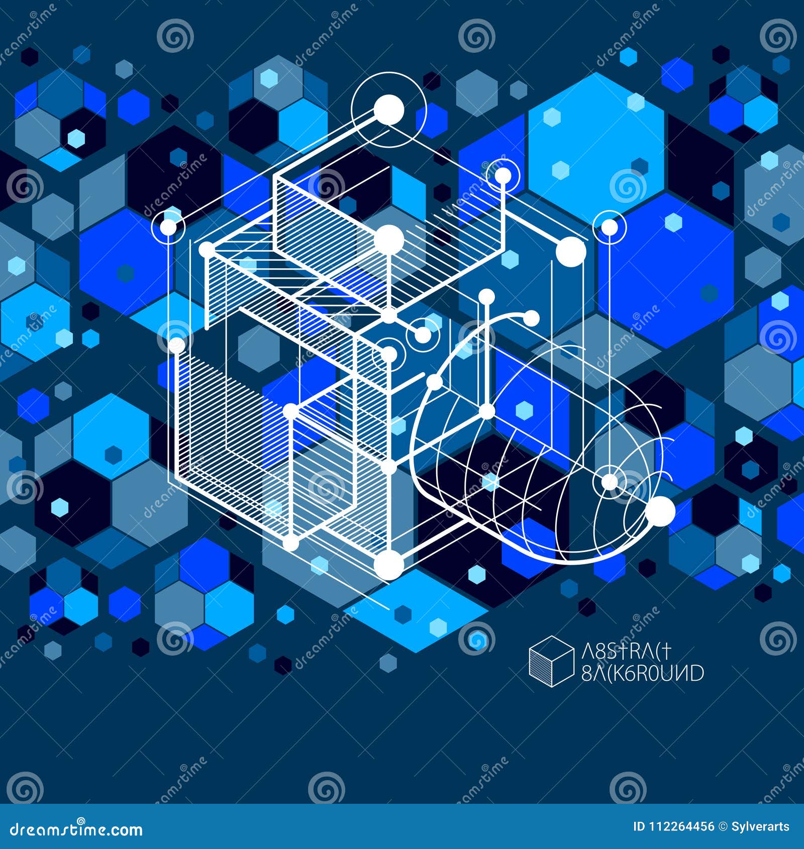 Mechanical Scheme, Dark Blue Vector Engineering Drawing with 3D Stock ...