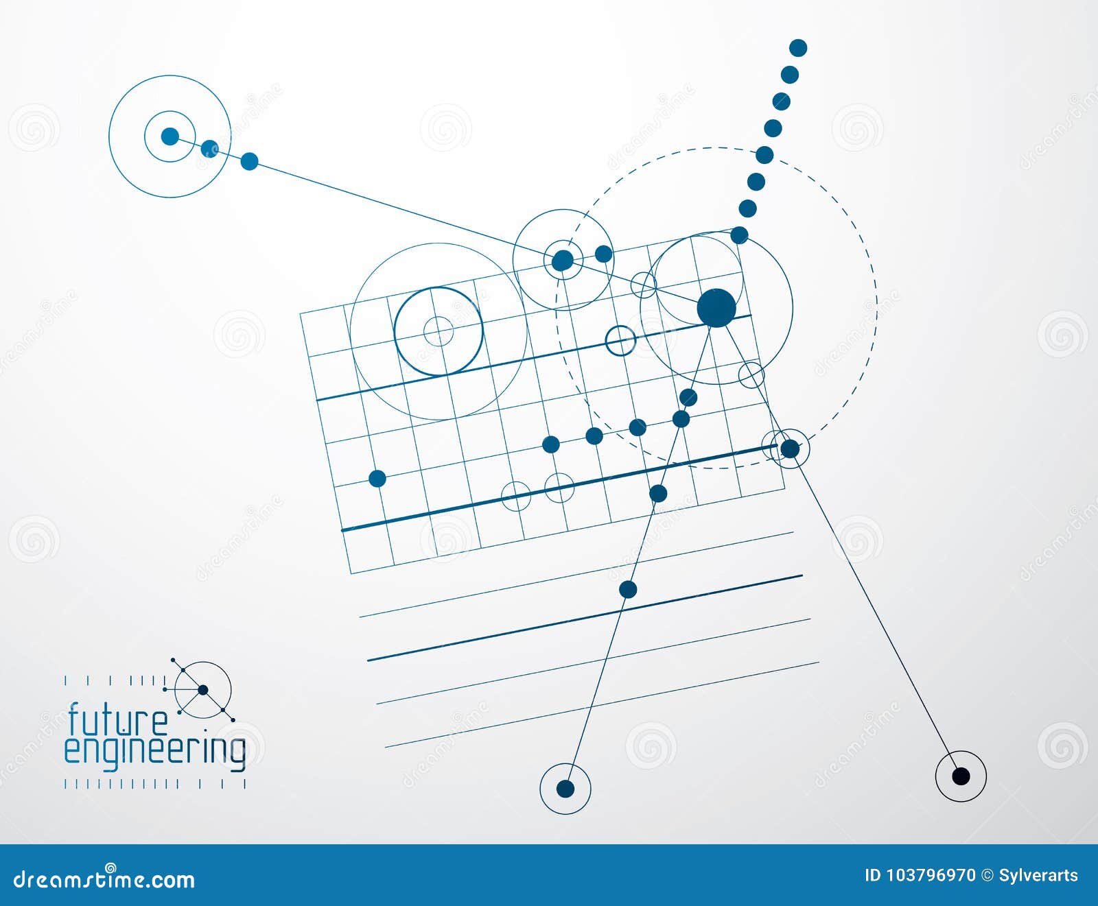 Mechanical Scheme, Vector Engineering Drawing with Circles and G Stock ...