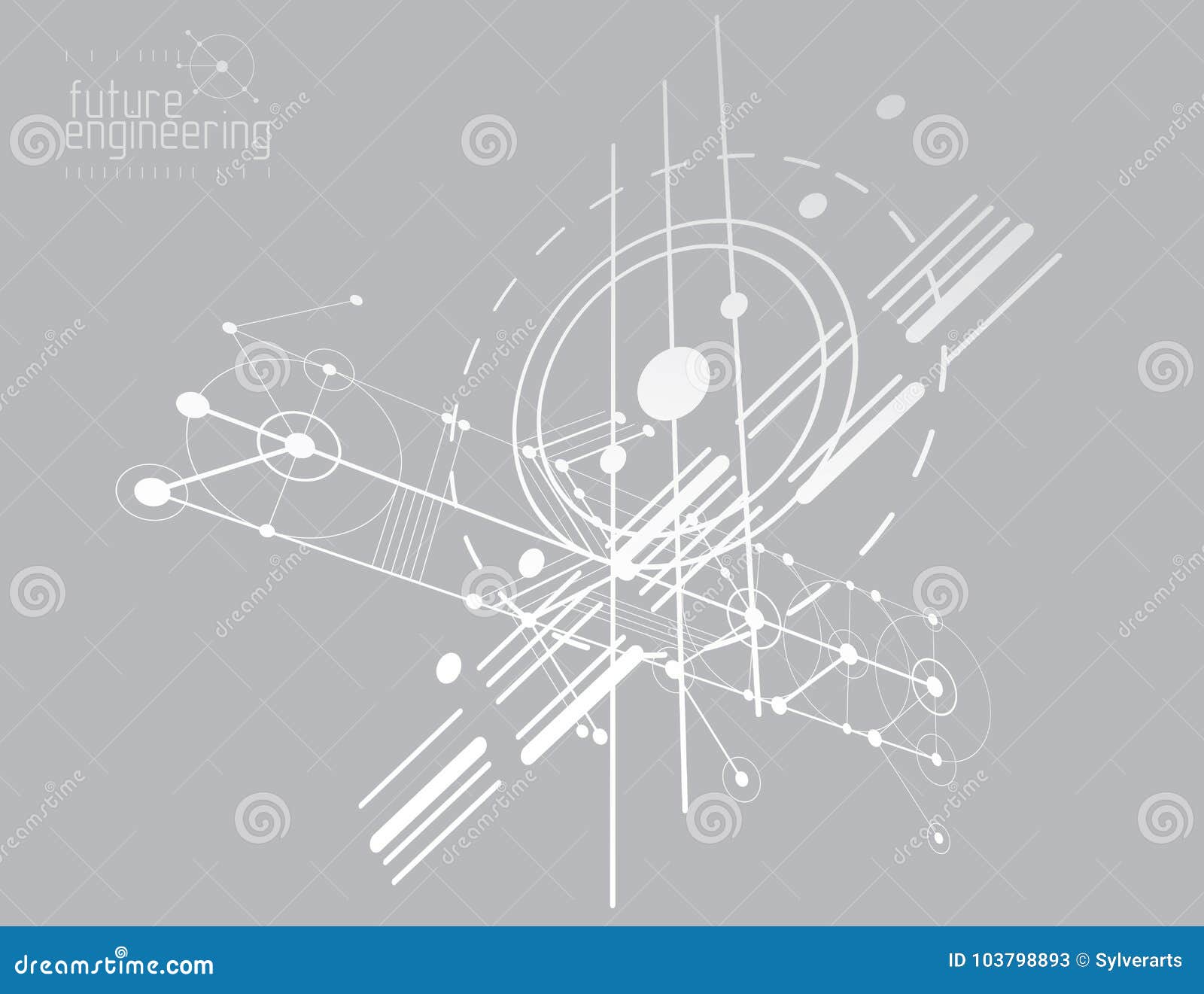 Mechanical Scheme, Vector Engineering Drawing with Circles and G Stock ...