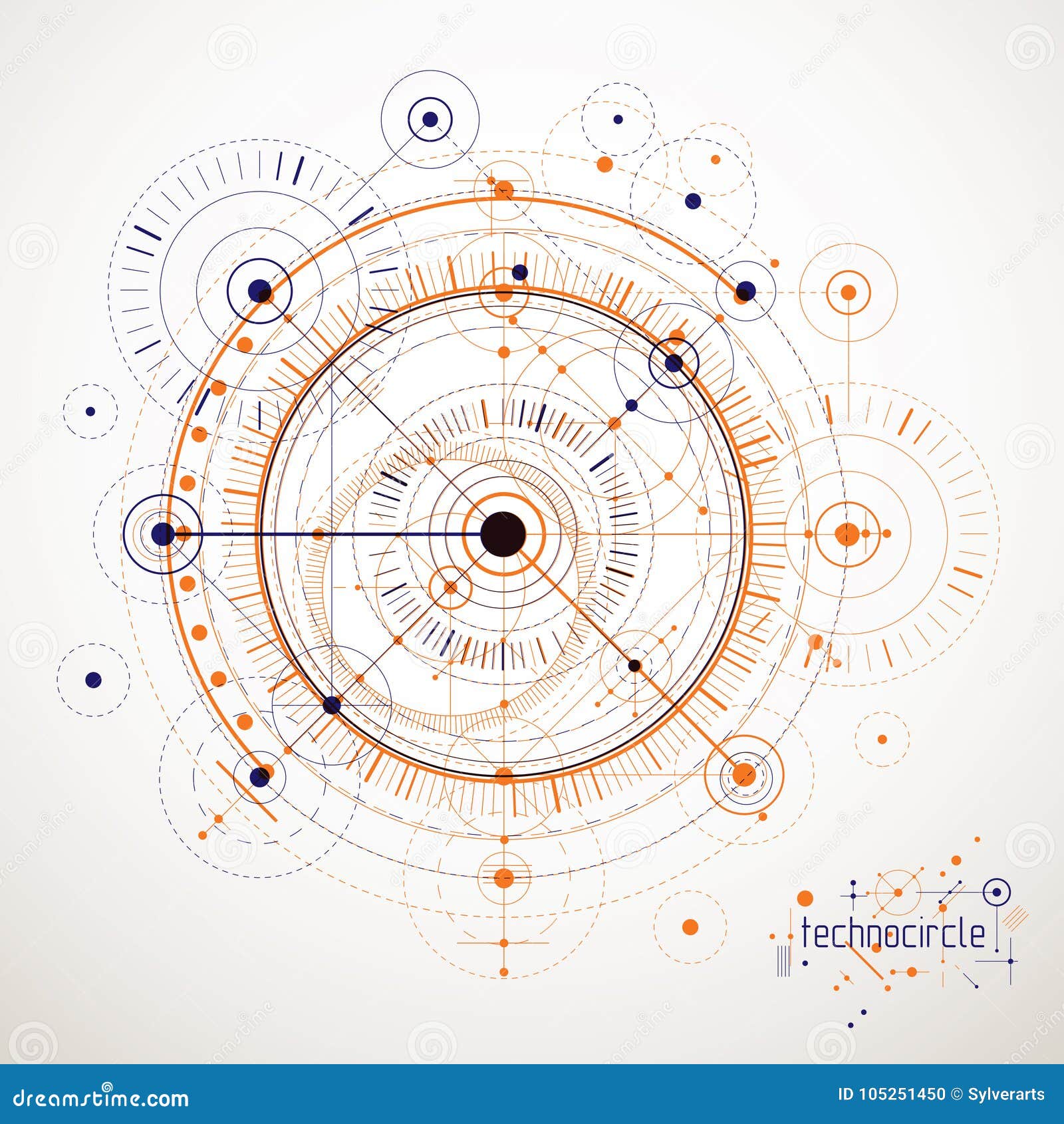 Mechanical Scheme, Vector Engineering Drawing with Circles and G Stock ...