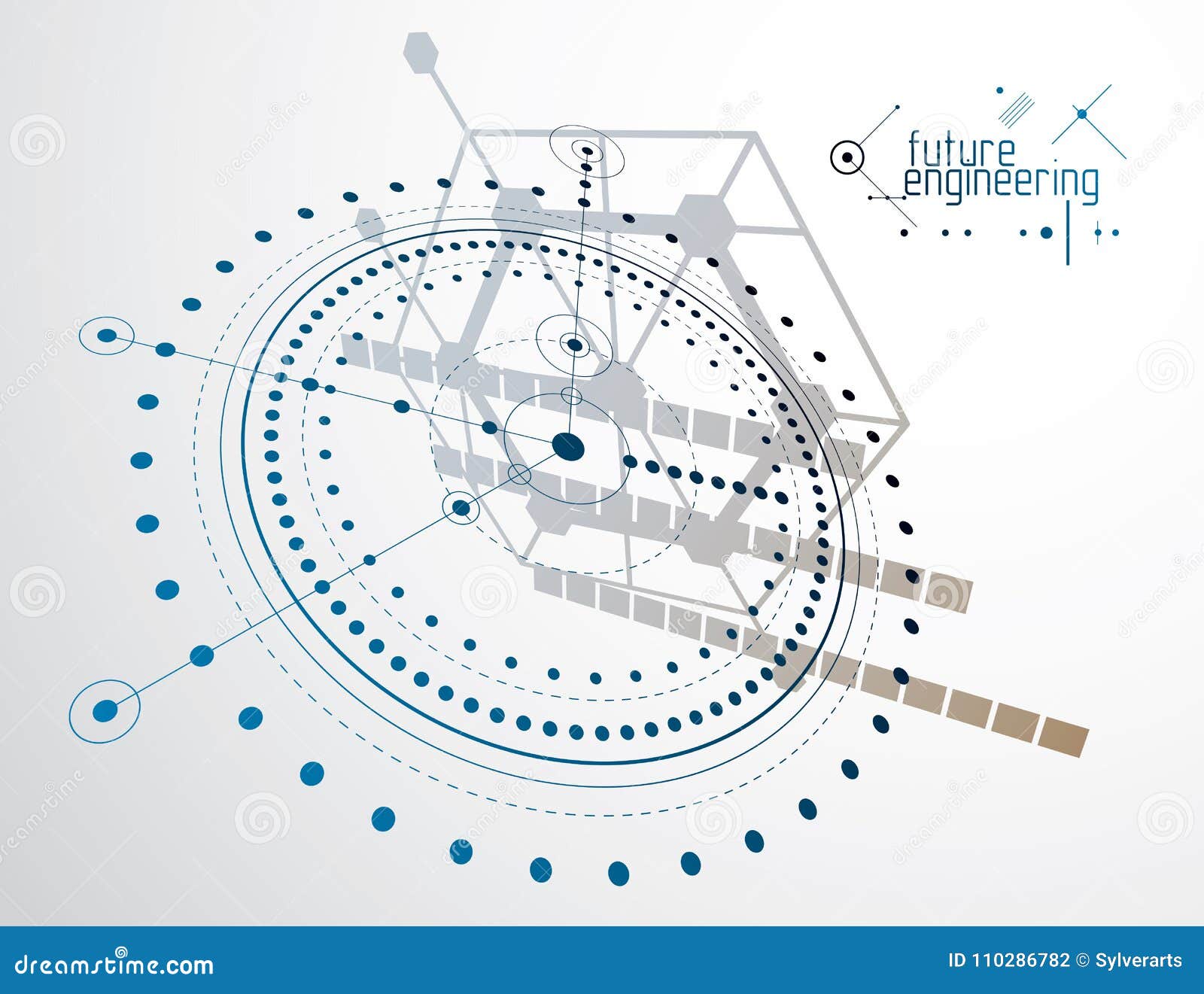 Mechanical Scheme, Vector Engineering Drawing with Circles and G Stock ...