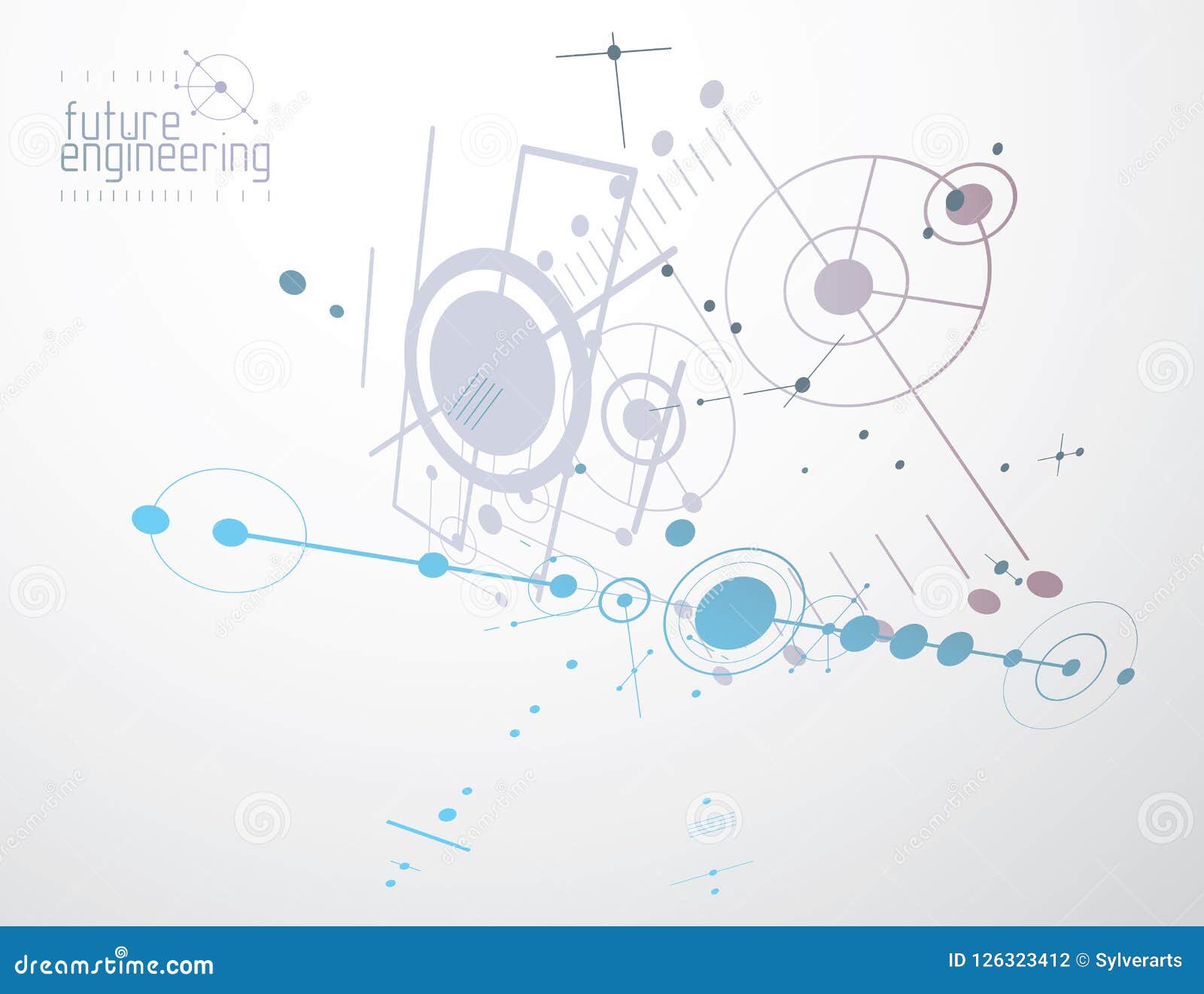 Mechanical Scheme, Vector Engineering Drawing with Circles and G Stock ...