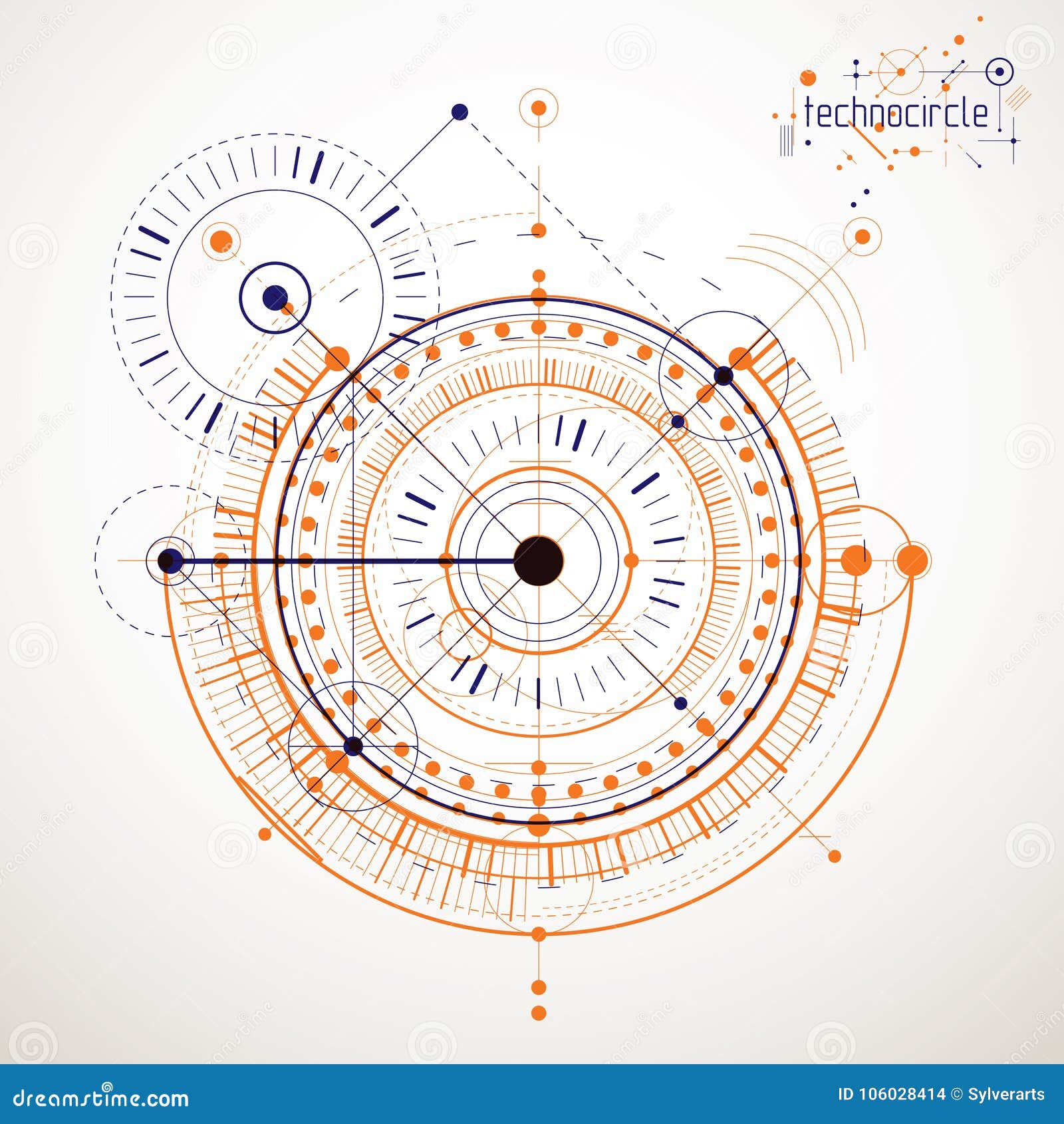 Mechanical Scheme, Vector Engineering Drawing with Circles and G Stock ...