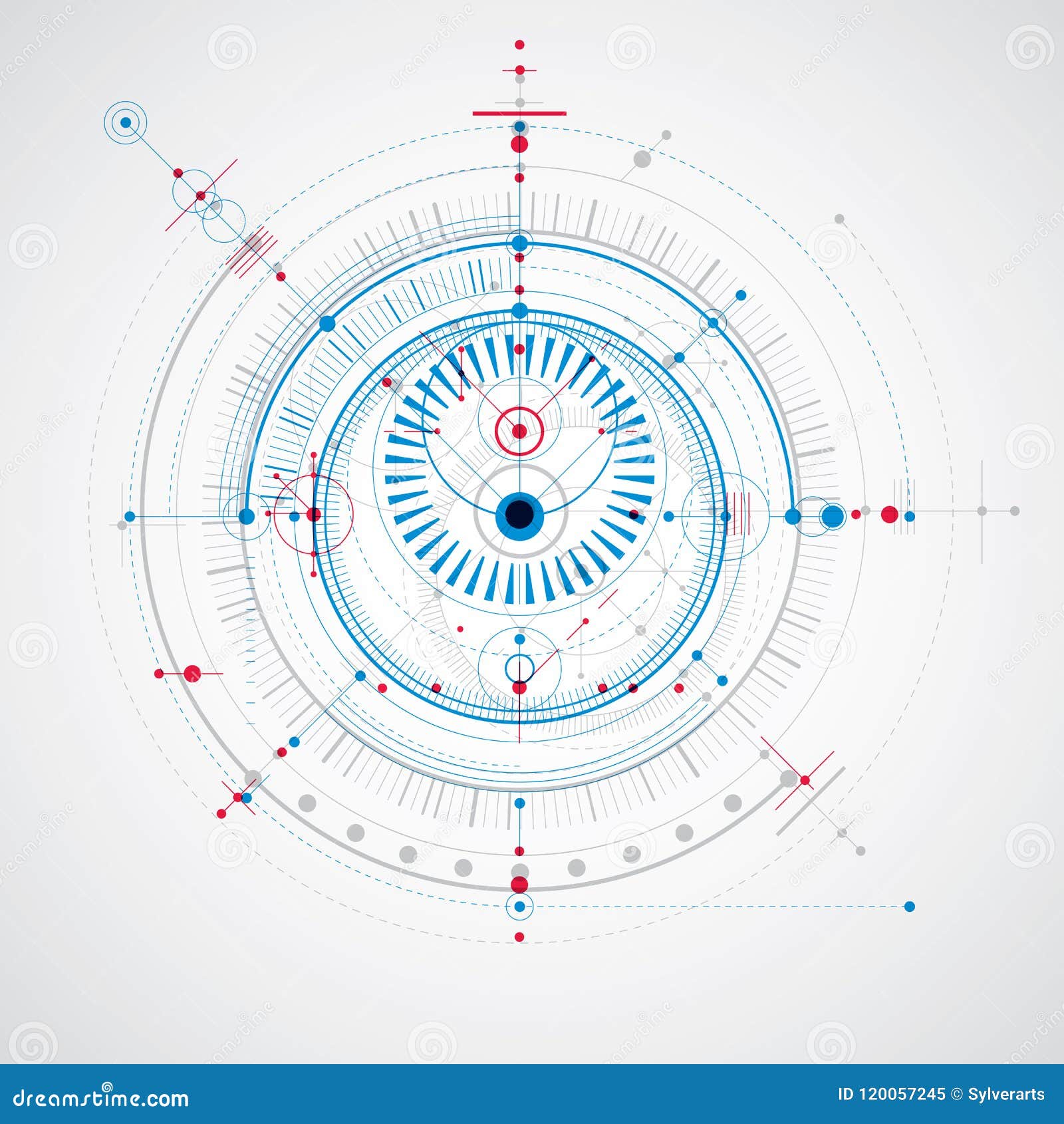 Mechanical Scheme, Vector Engineering Drawing with Circles and G Stock ...