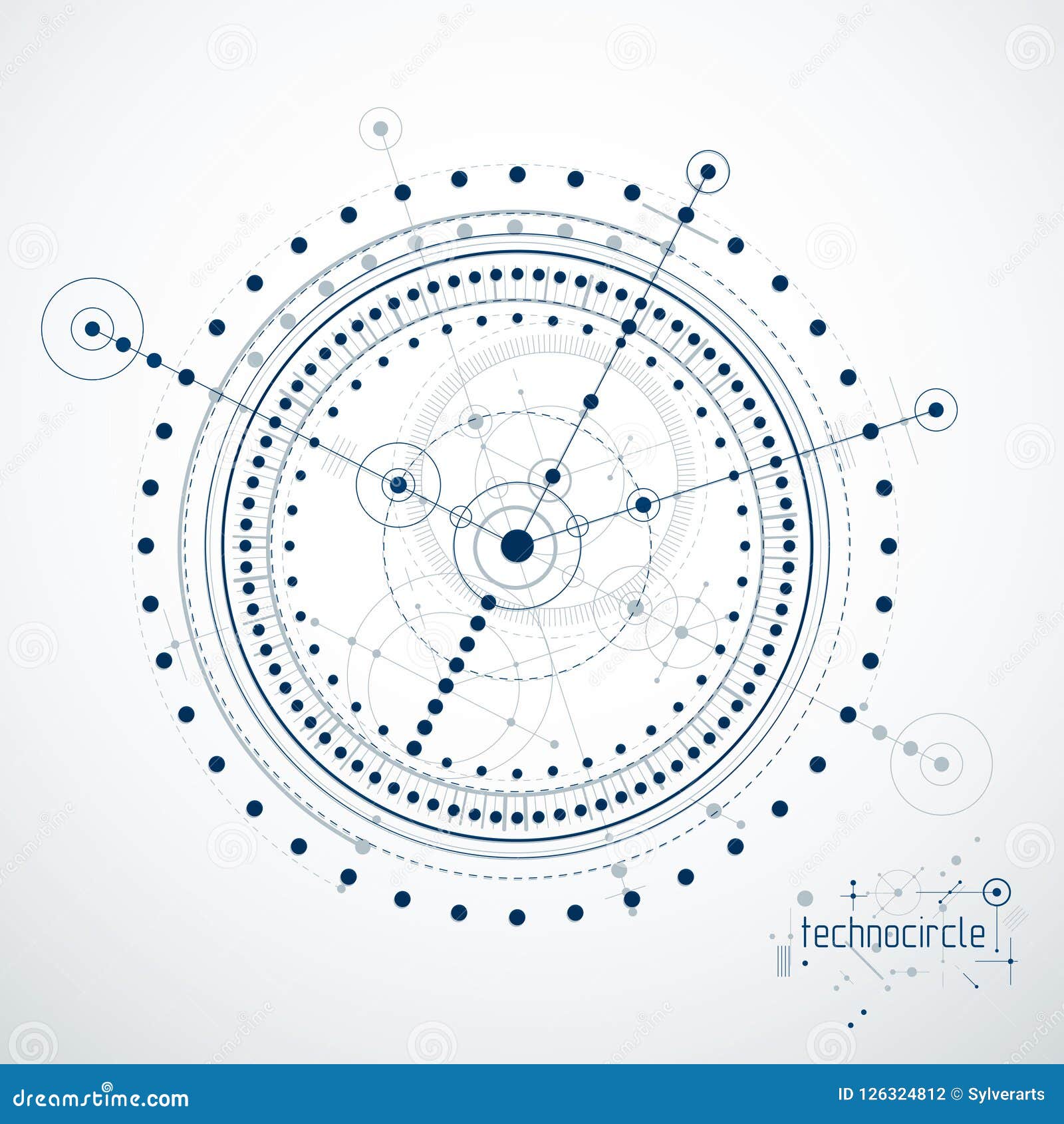 Mechanical Scheme, Vector Engineering Drawing with Circles and G Stock ...