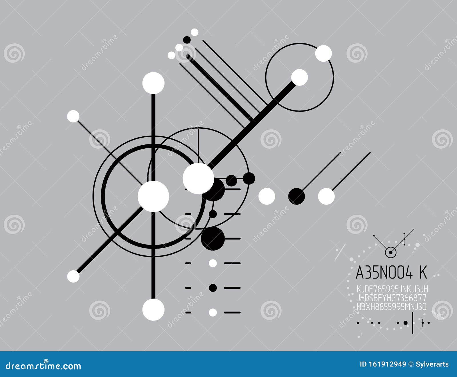 Mechanical Scheme, Vector Engineering Drawing with Circles and Lines ...