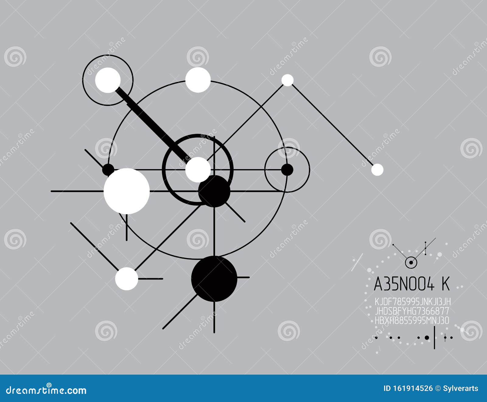 Mechanical Scheme, Vector Engineering Drawing with Circles and Lines ...