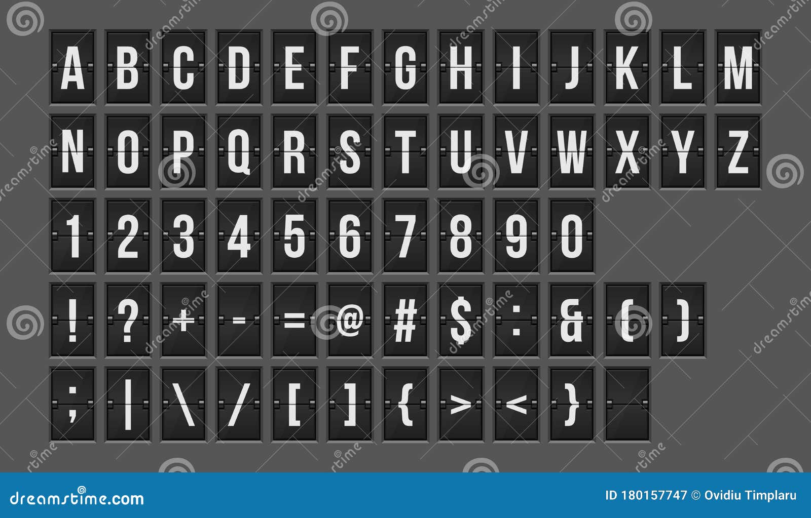 Mechanical Scoreboard Alphabet and Numbers Stock Vector - Illustration ...