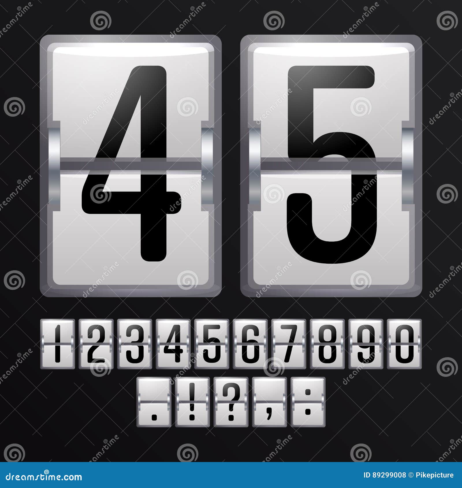 Mechanical Scoreboard Vector. Silver Timetable with Black Numbers ...