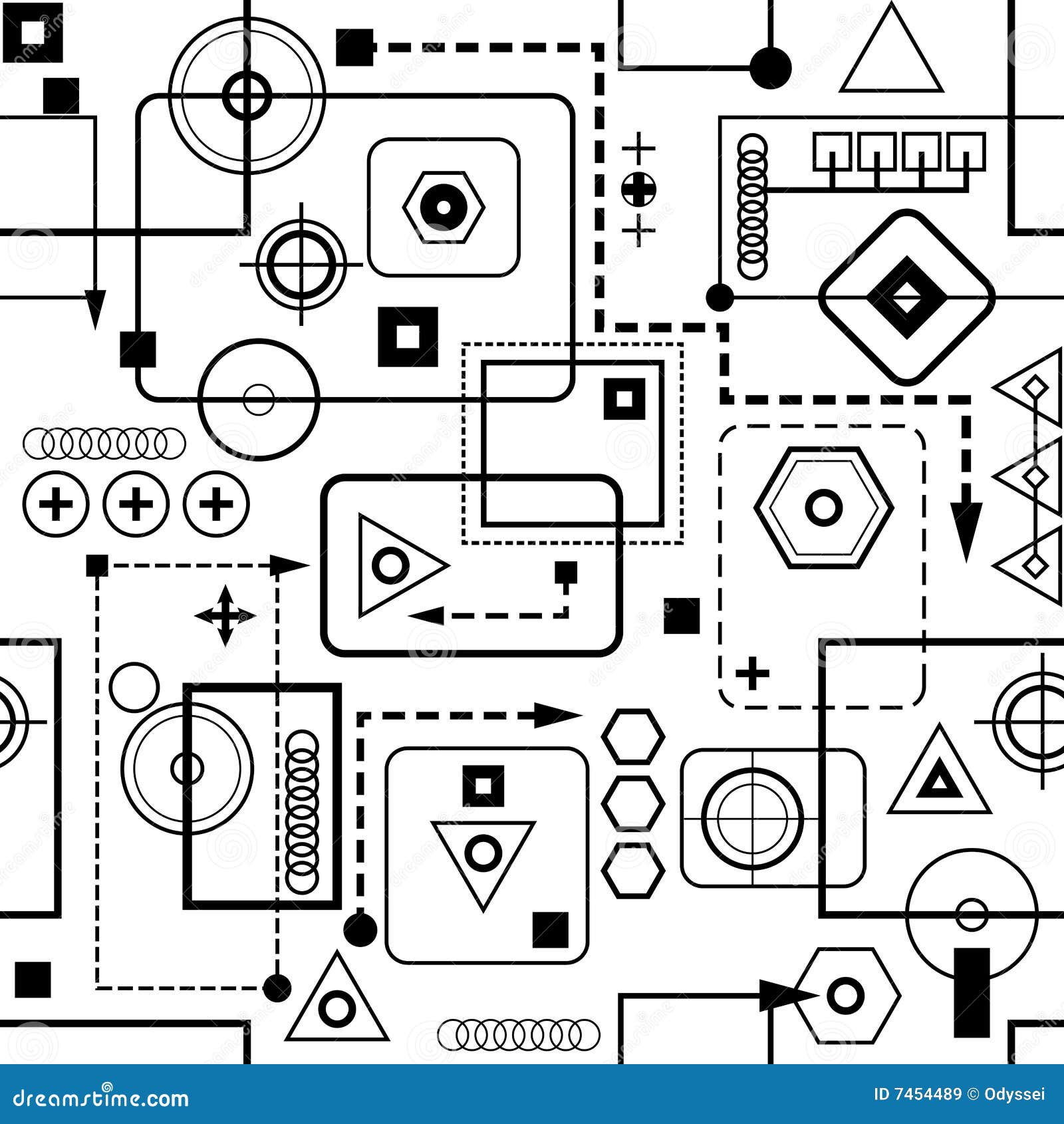 Mechanical Seamless Pattern II Stock Vector - Illustration of ...