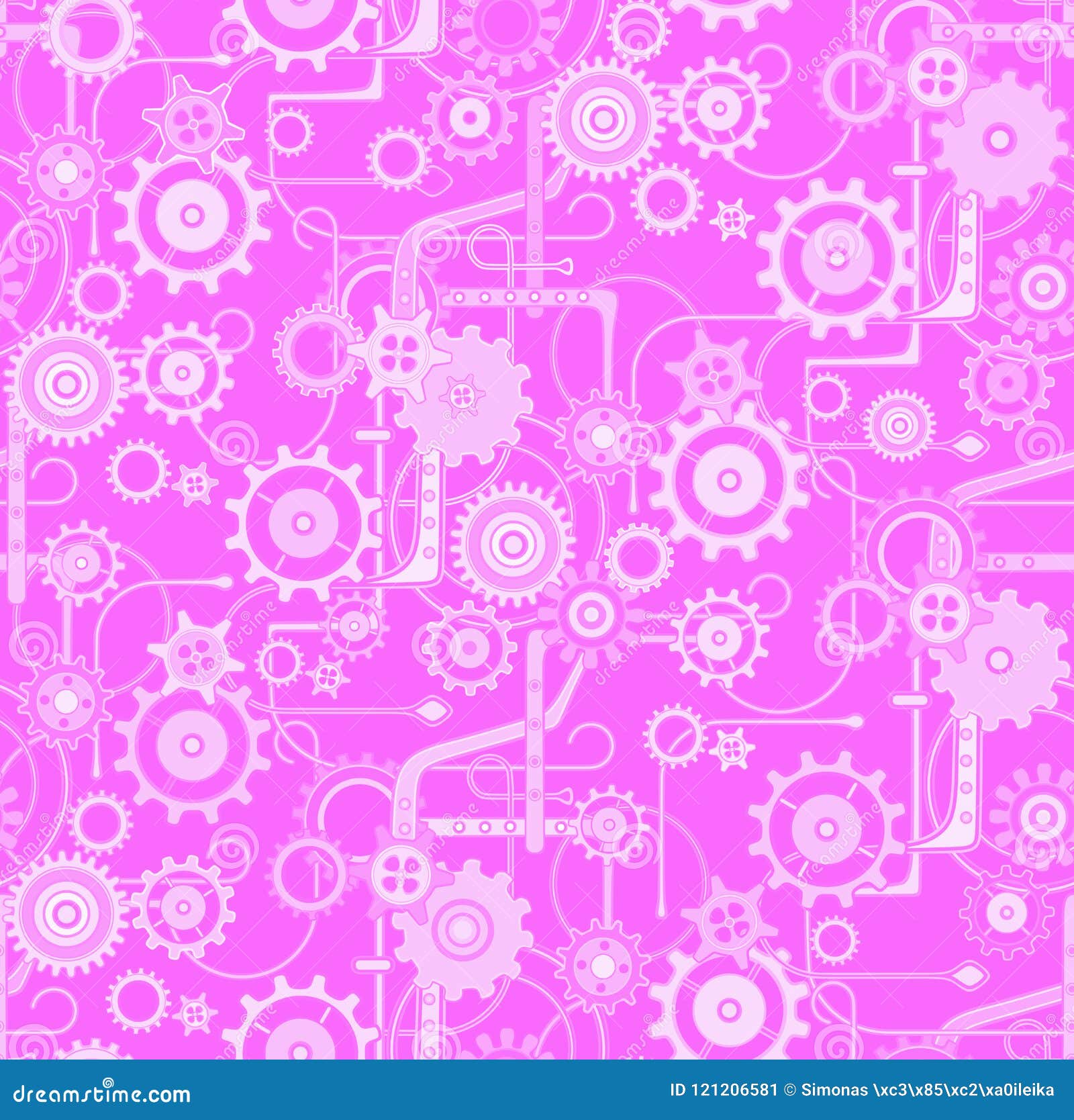Seamless Mechanical Vector Background Pattern . Violet, Pink, White ...