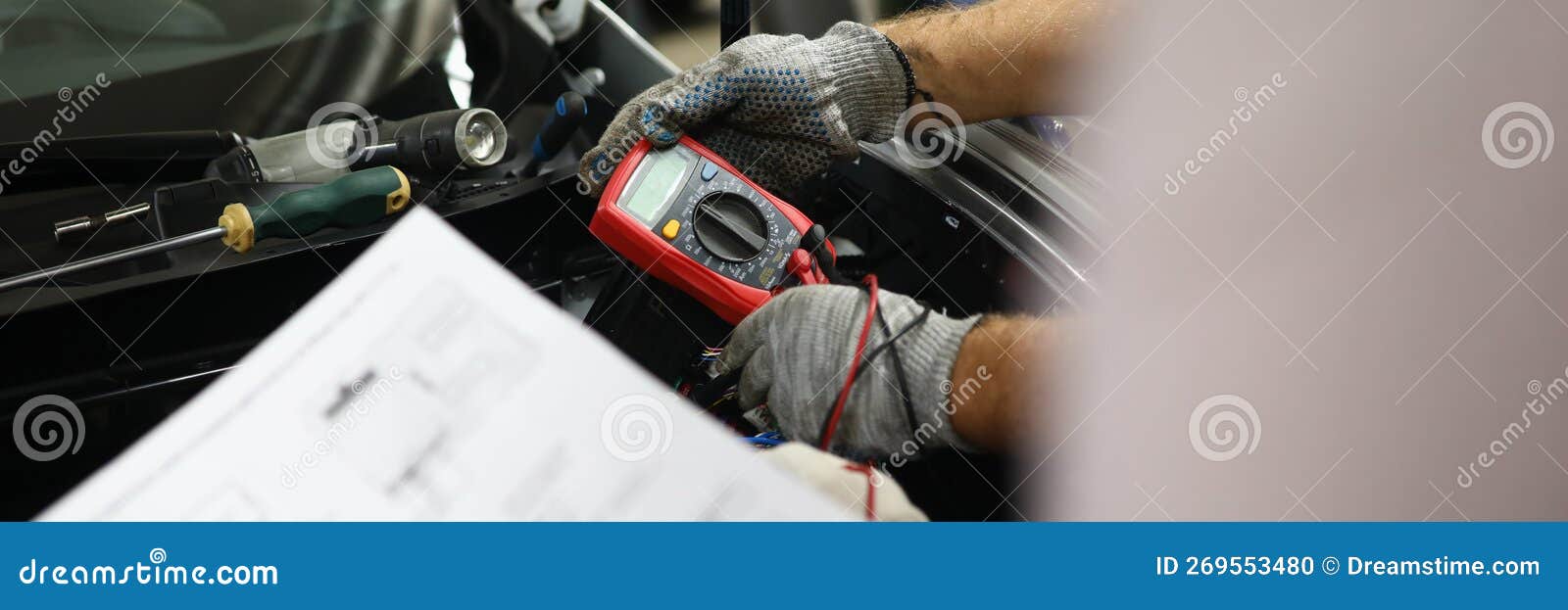 Mechanical Service Using Multimeter To Check Voltage Level in Car ...