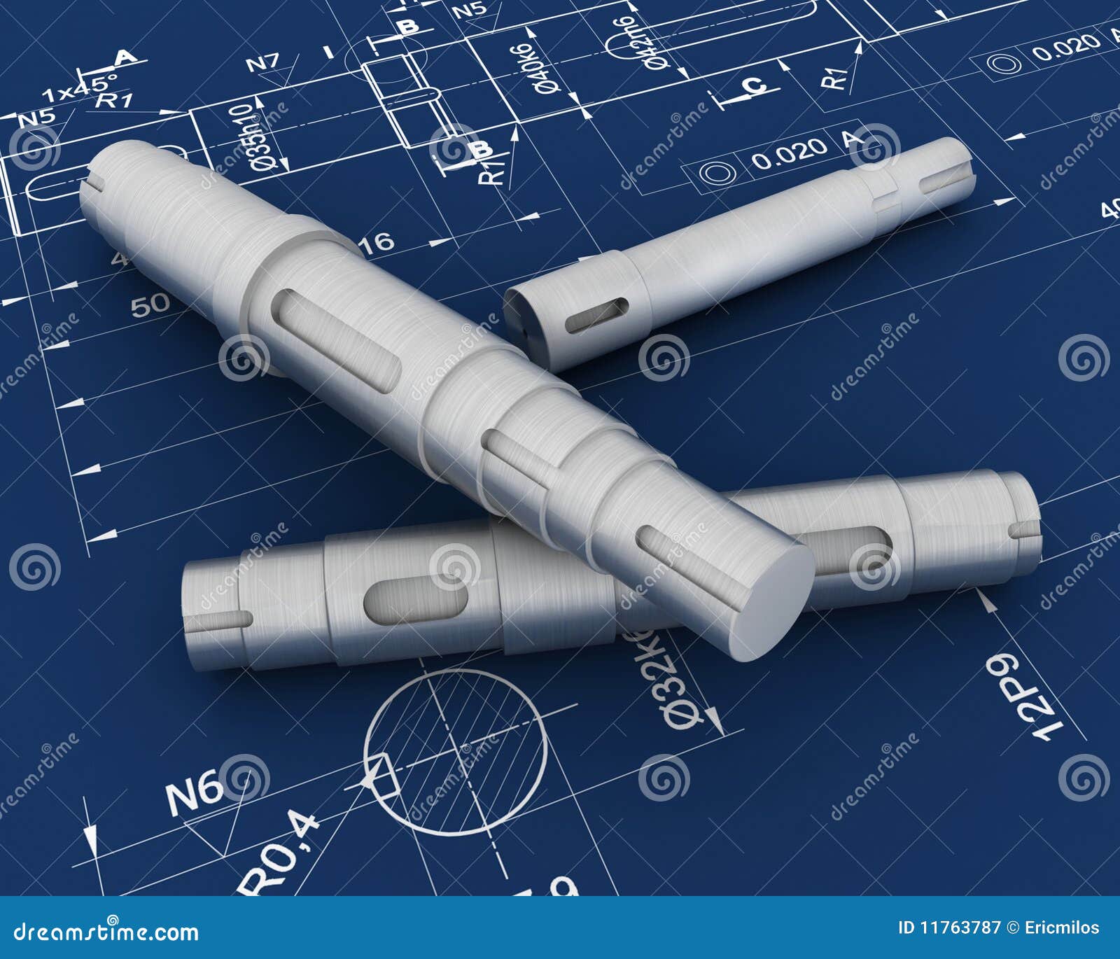 Mechanical Sketch With 3d Model Stock Image | CartoonDealer.com #11763787