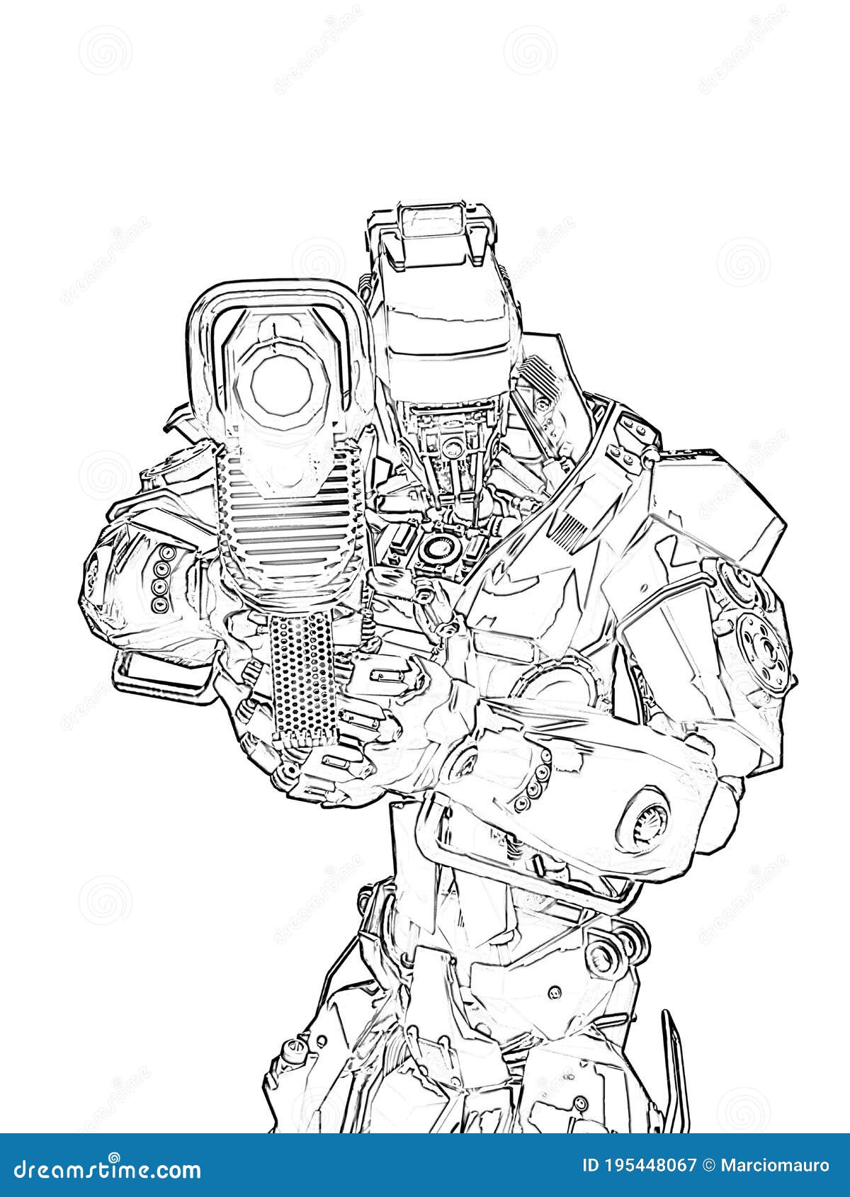 Mechanical soldier aiming stock illustration. Illustration of clipping ...