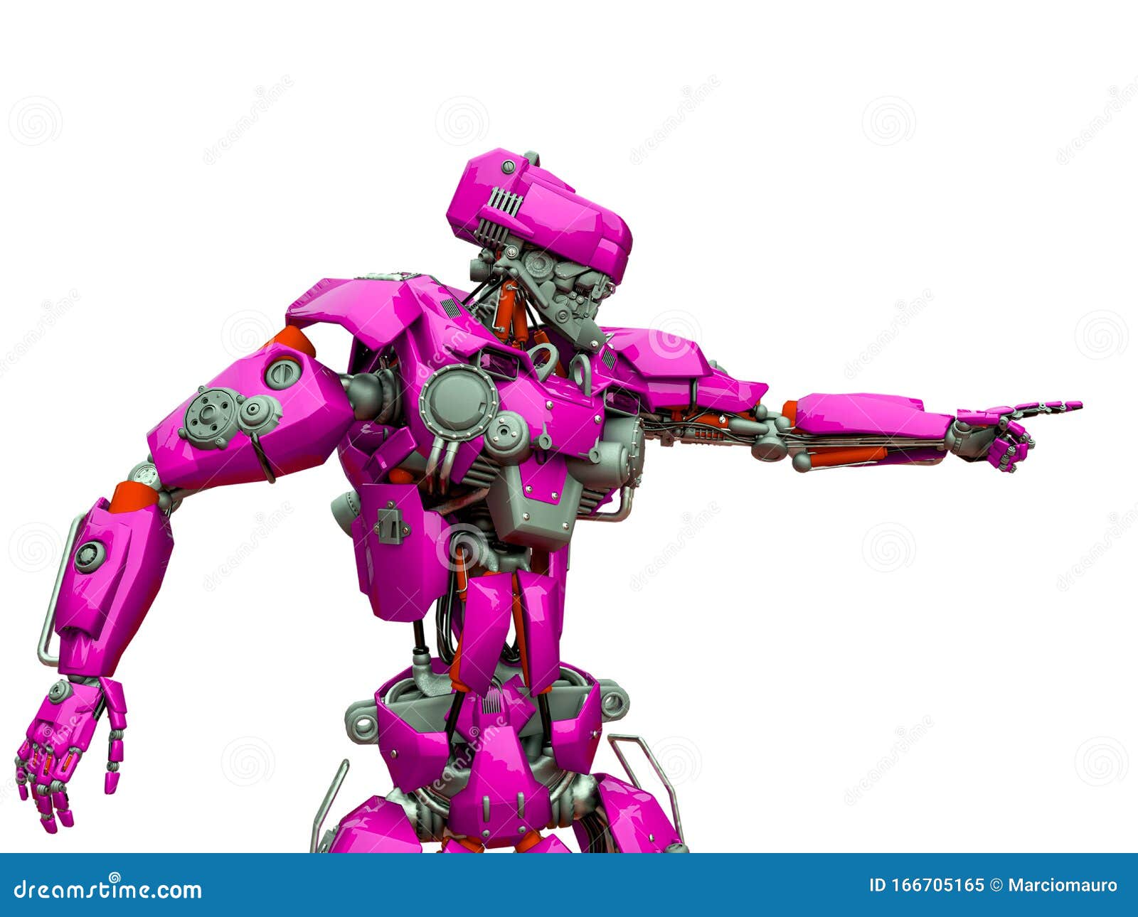 Mechanical Soldier Pointing the Direction Stock Illustration ...