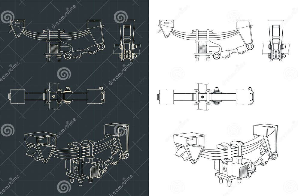 Mechanical Suspension Blueprints Stock Vector - Illustration of steel ...