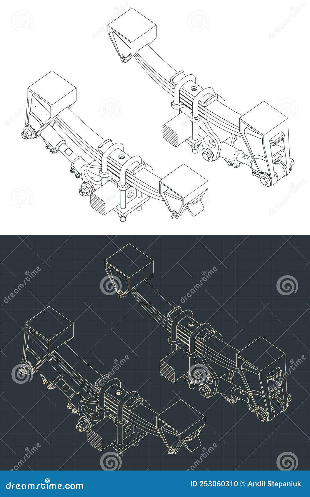 Mechanical Suspension Isometric Blueprints Stock Vector - Illustration ...