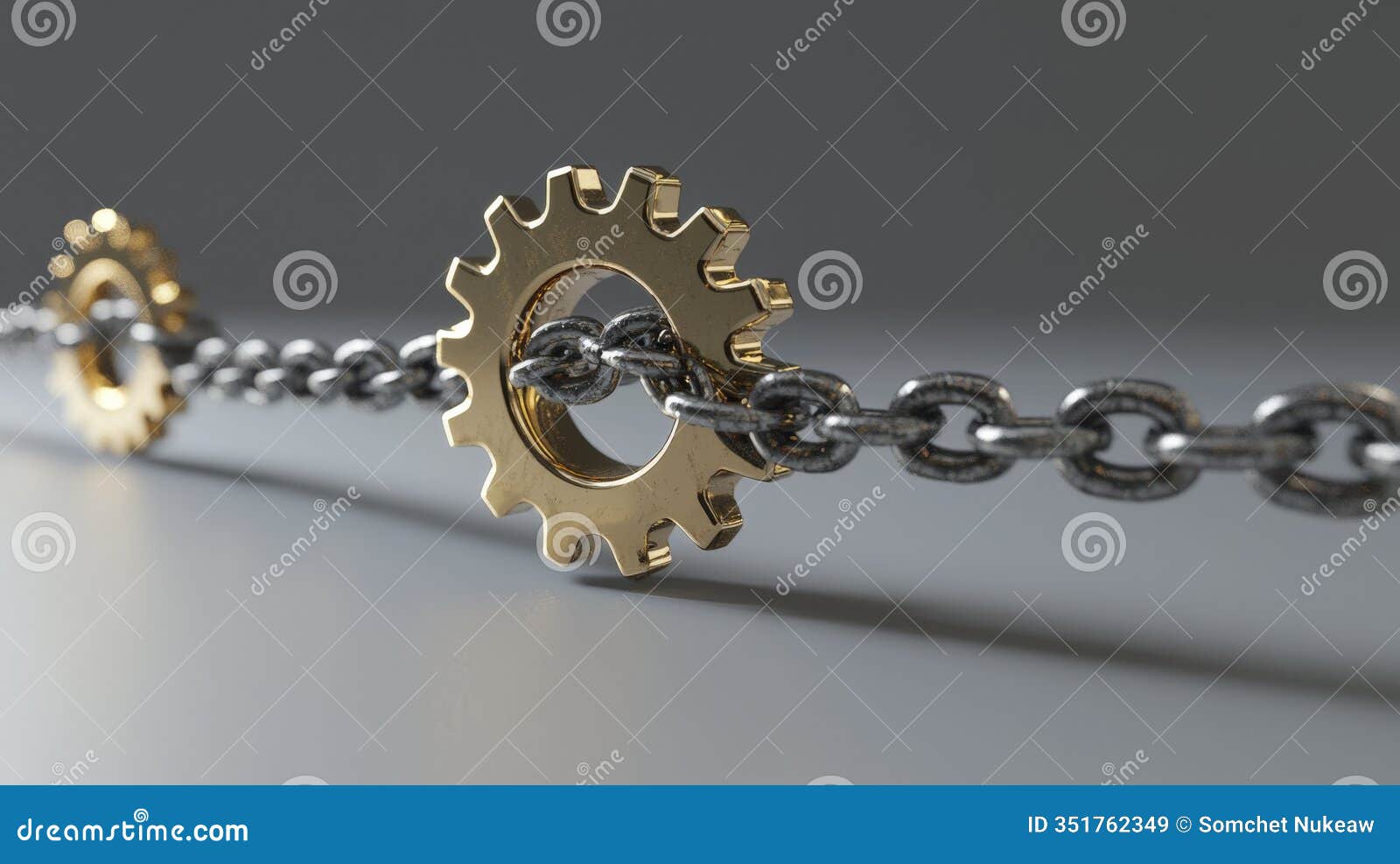 Mechanical System with Turning Gear and Chain Industrial Setting Close ...