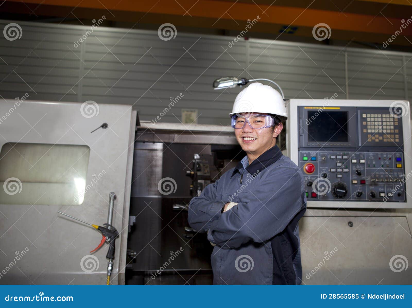 Mechanical Technician of Cnc Machine Stock Image - Image of hardhat ...