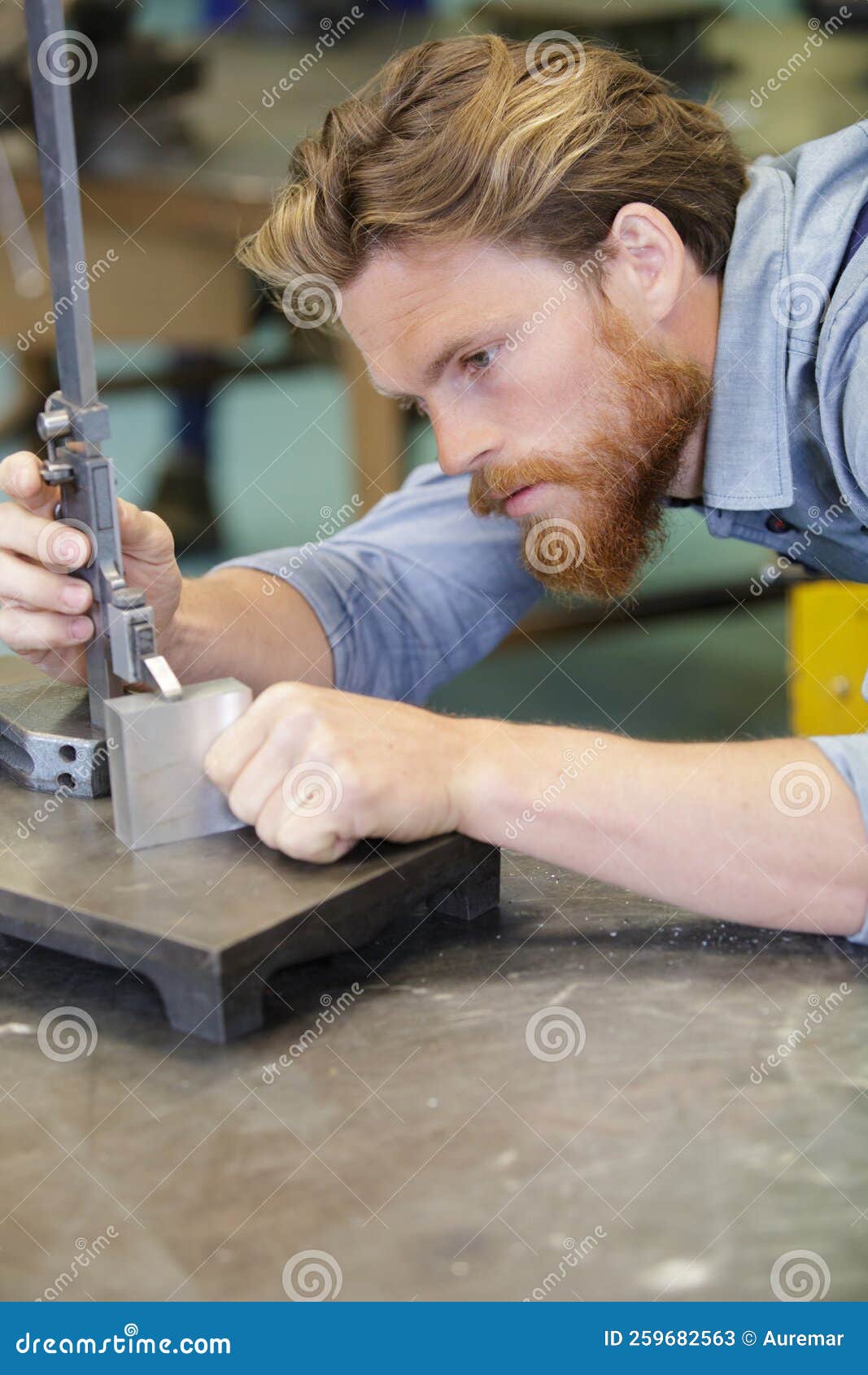 Mechanical Technician Measuring with Caliper Stock Image - Image of ...