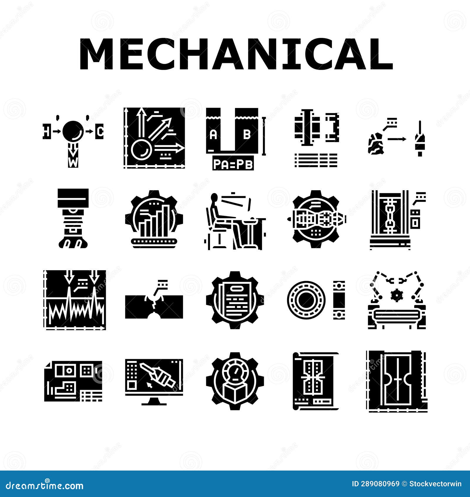 Mechanical Technology Engineer Icons Set Vector Stock Vector ...