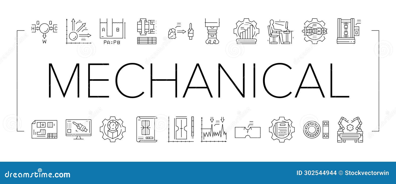 Mechanical Technology Engineer Icons Set Vector Stock Vector ...