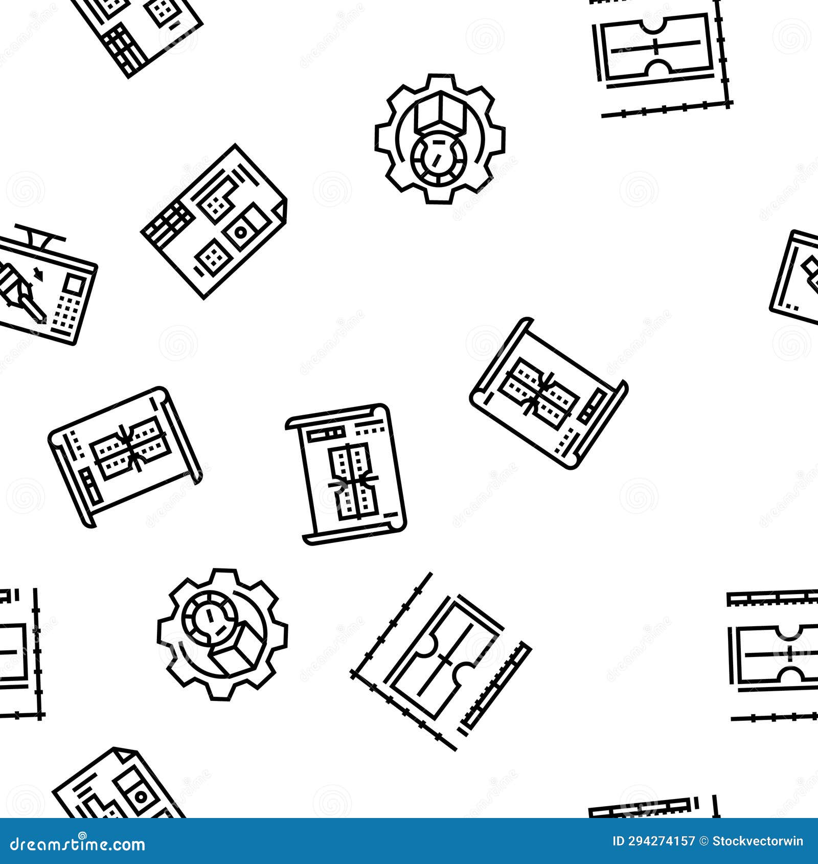 Mechanical Technology Engineer Vector Seamless Pattern Stock Vector ...