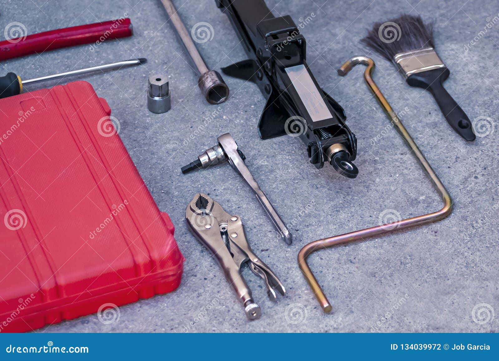 Mechanical Tools Set with Red Case Stock Photo - Image of construction ...