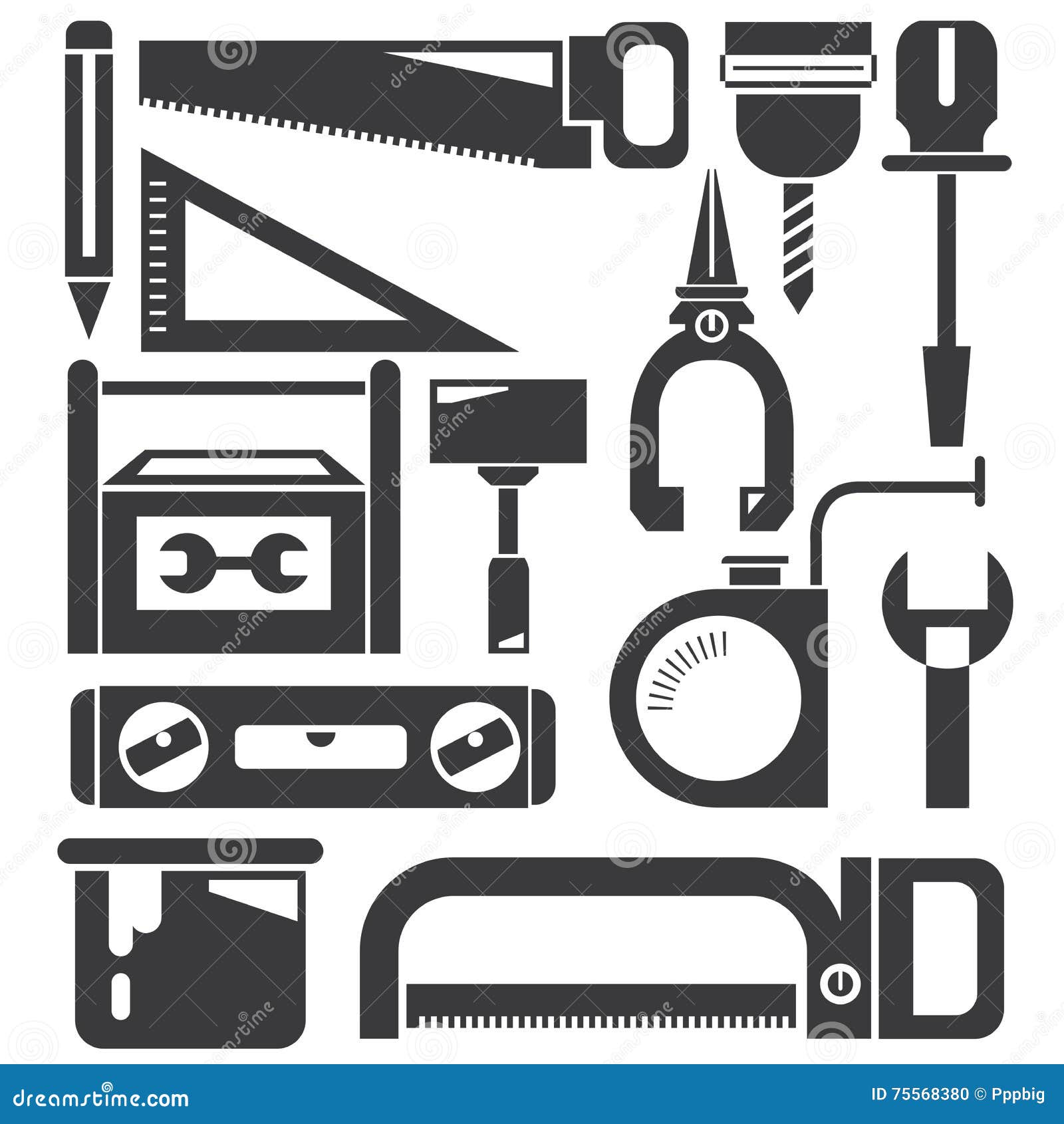 Silhouette Mechanical Robotic Arm With Gripper Isolated On White ...