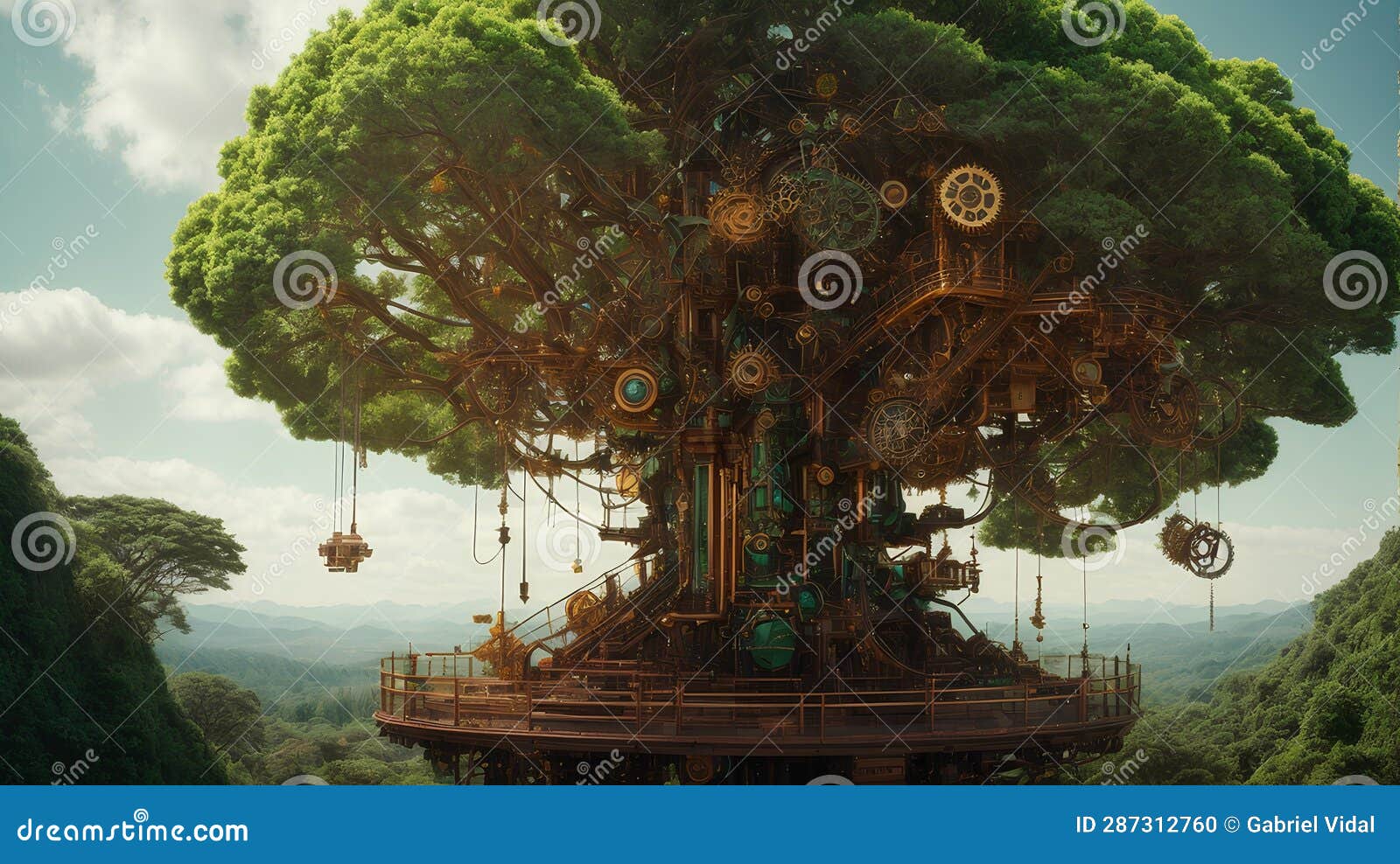 Mechanical Tree with Detailed Gears Stock Photo - Image of robot ...