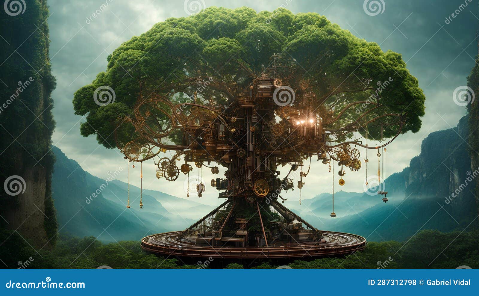 Mechanical Tree with Detailed Gears Stock Photo - Image of mechanical ...