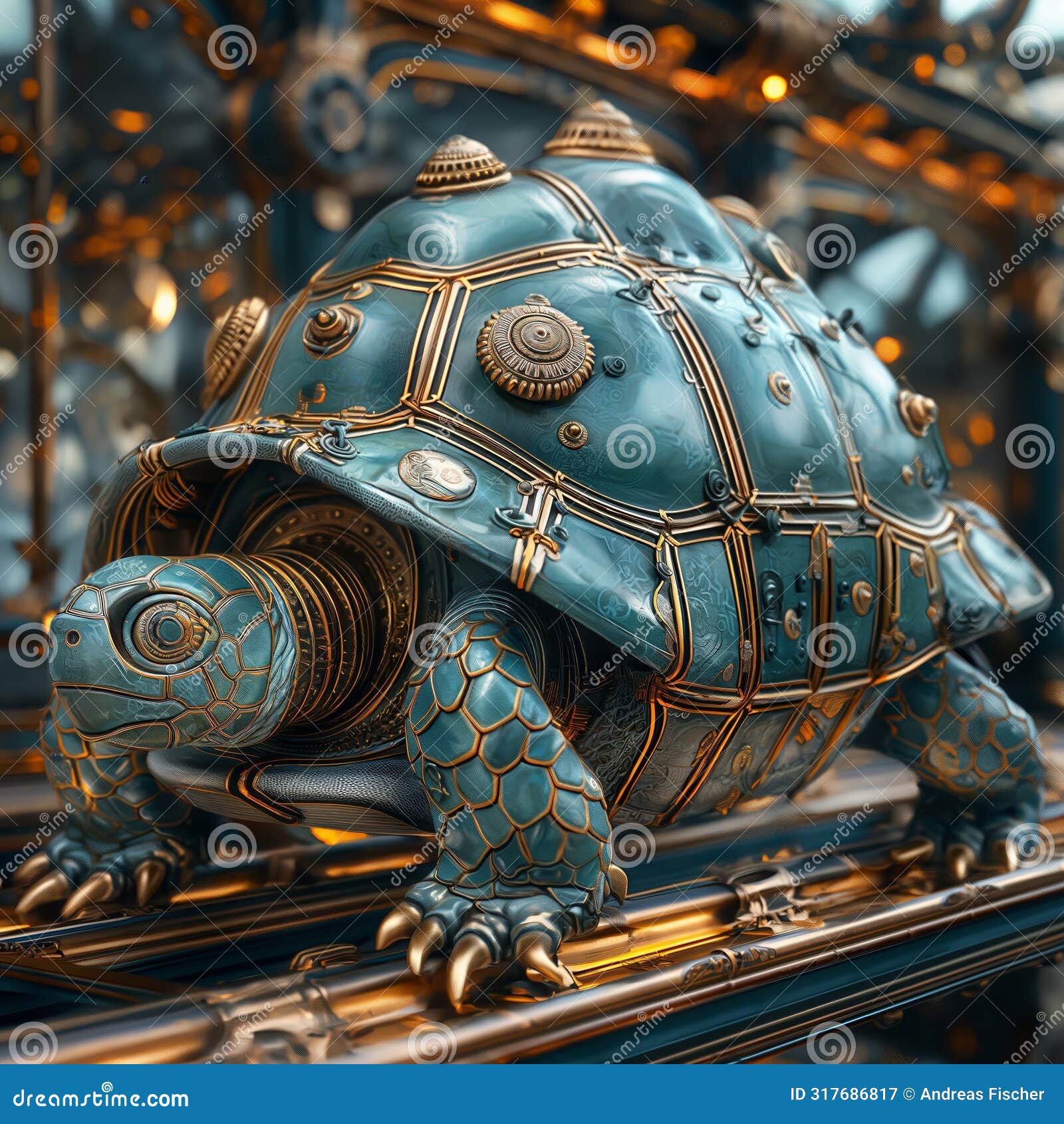 Mechanical Turtle on an Abstract Background. Stock Image - Image of ...